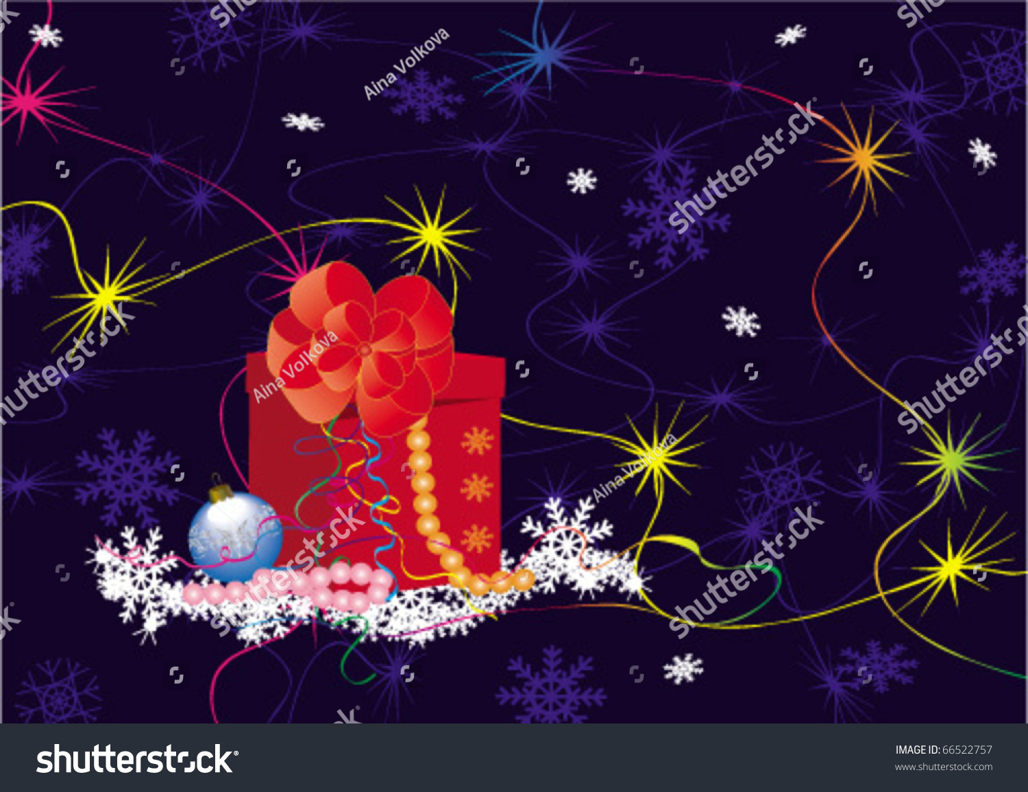 Red Box Christmas Decorations Stock Vector (Royalty Free) 66522757