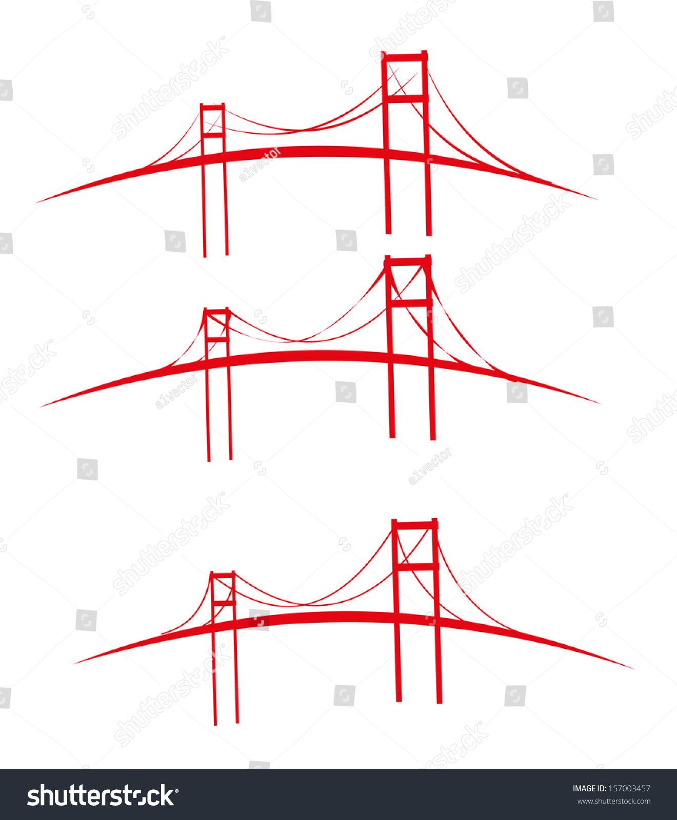 Red Bridges Vector Art Stock Vector 157003457 - Shutterstock