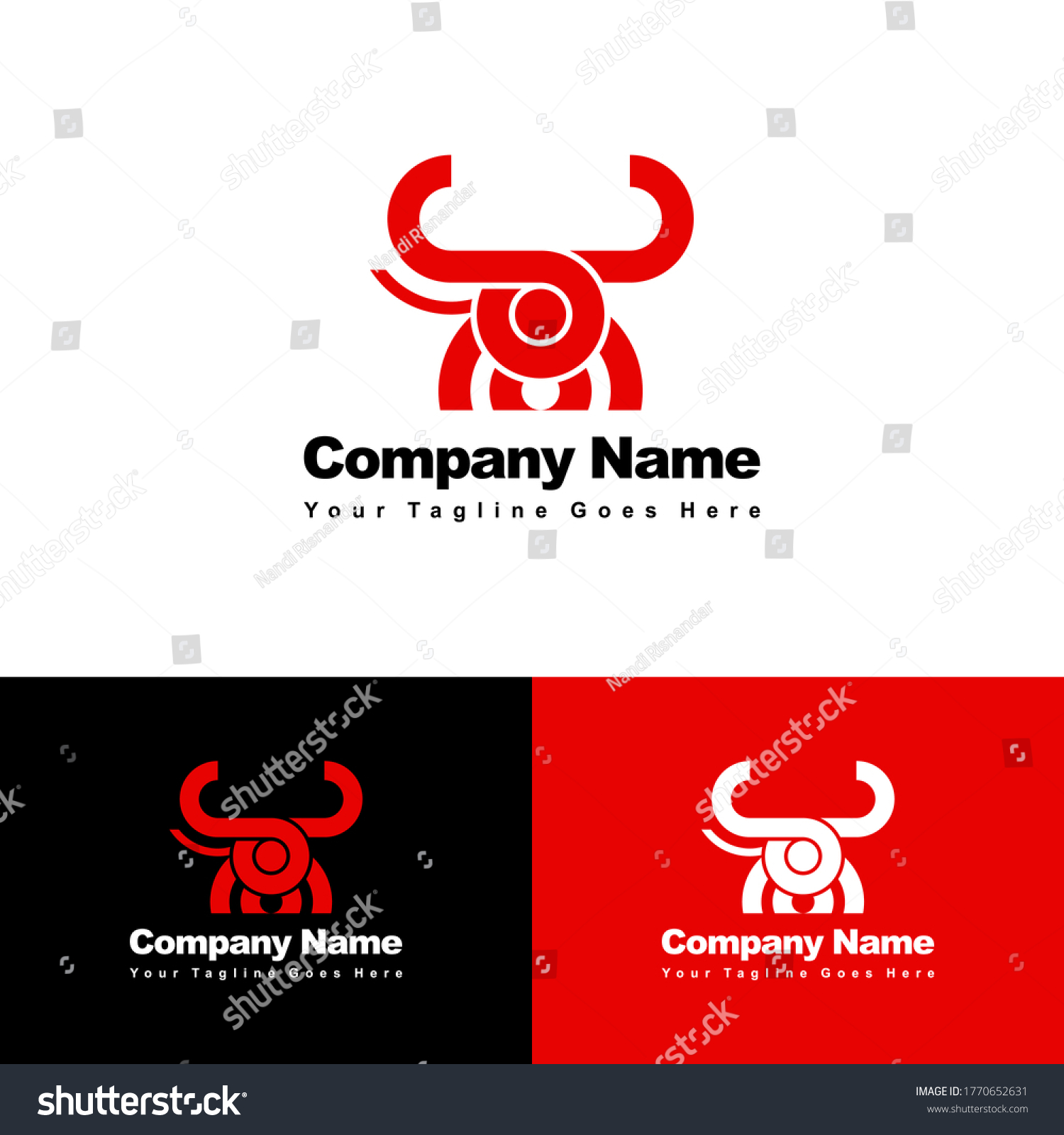Red Buffalo Logo Design 01 Stock Vector (Royalty Free) 1770652631