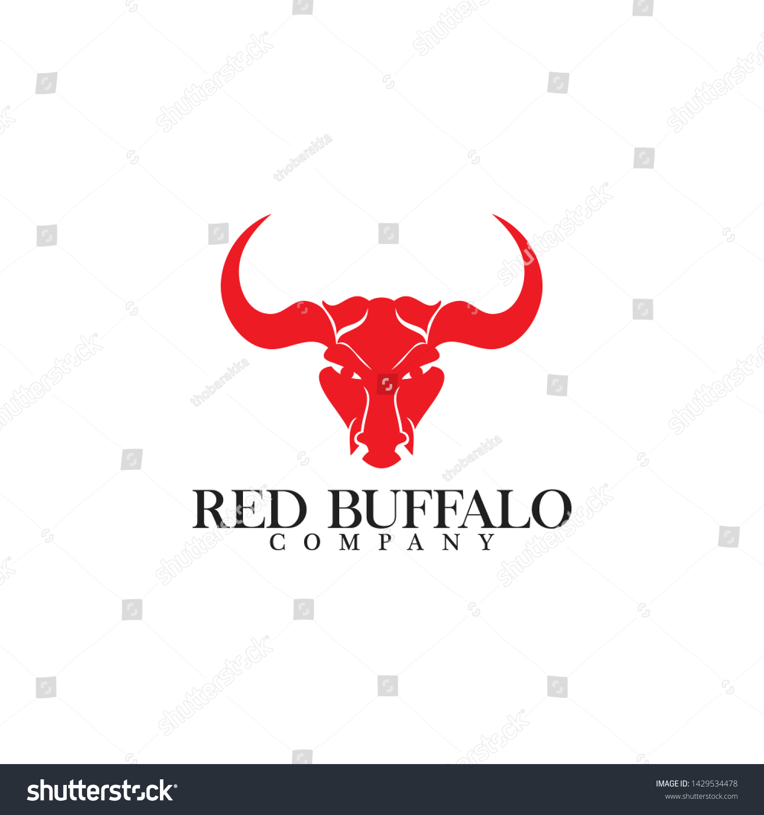Red Buffalo Logo Design Vector Template Stock Vector (Royalty Free ...