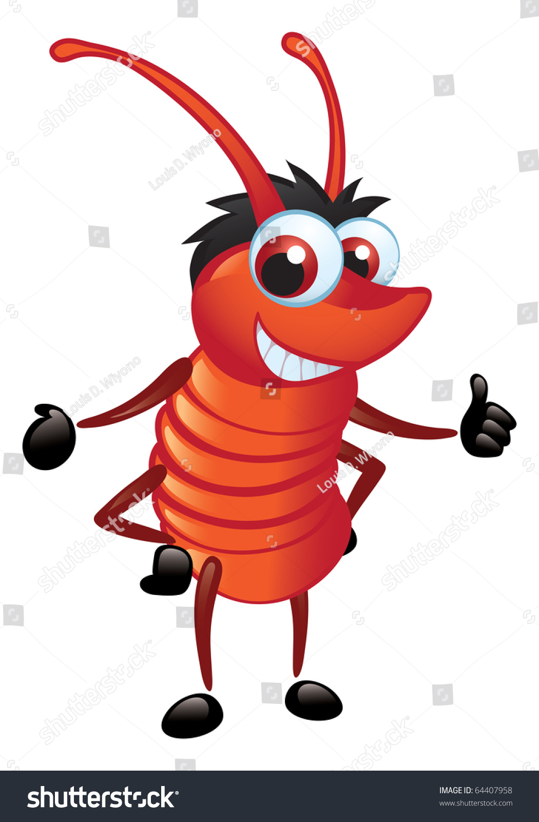 Red Bug Cartoon Standing Position Stock Vector (Royalty Free) 64407958 ...