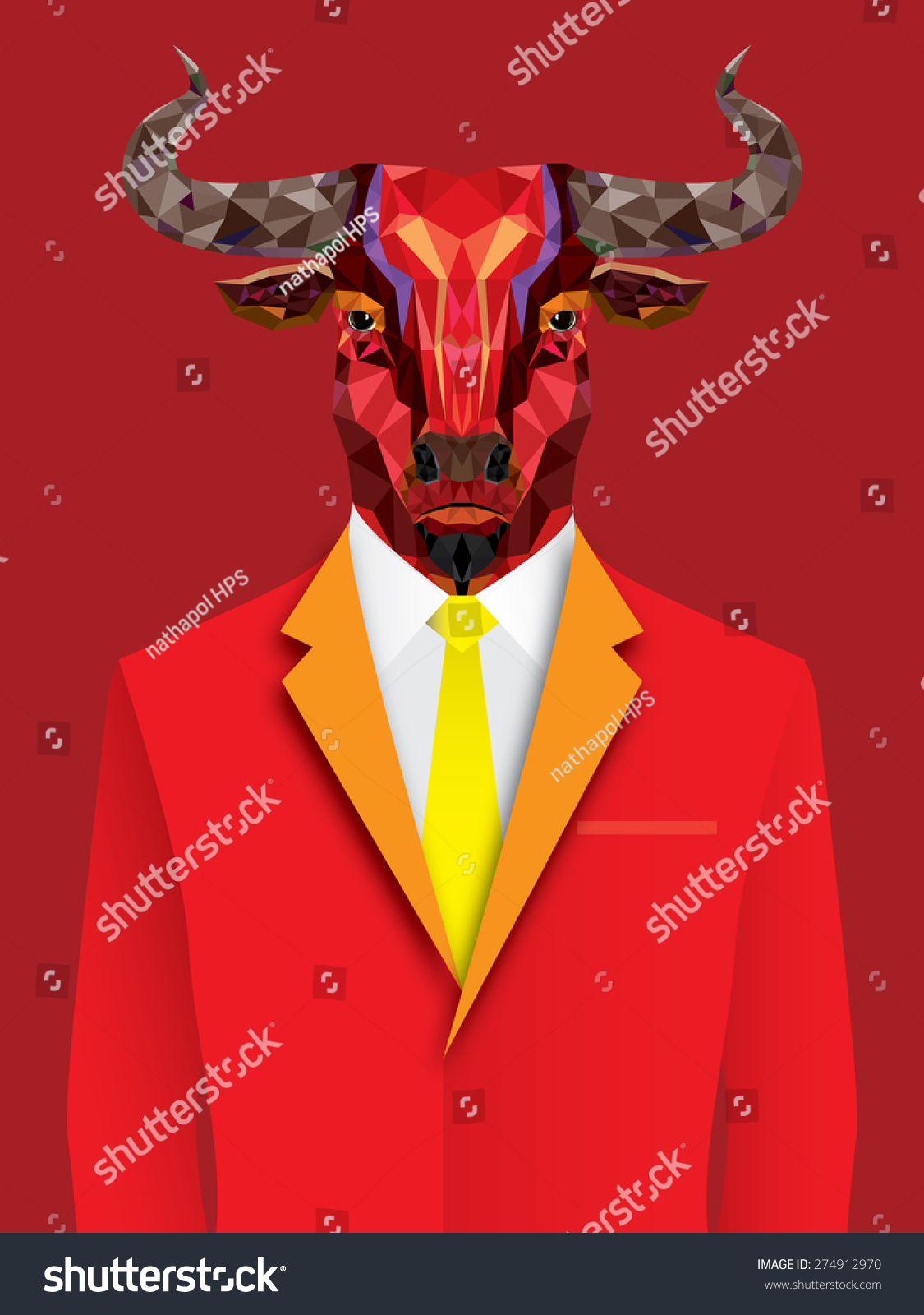 Red Bull Man Geometric Pattern Vector Stock Vector (Royalty Free) 274912970