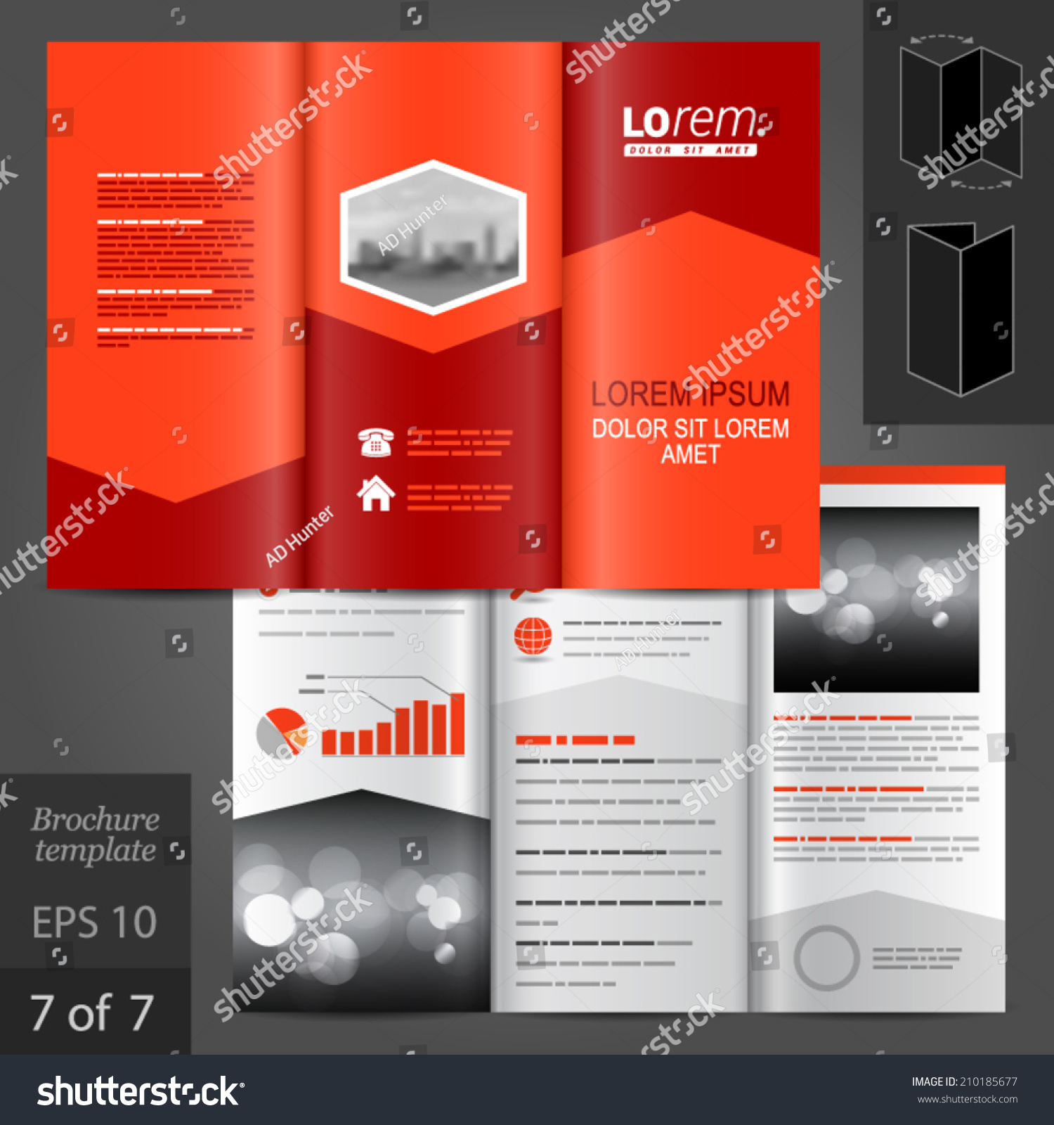 Red Business Vector Brochure Template Design: เวกเตอร์สต็อก (ปลอดค่า ...