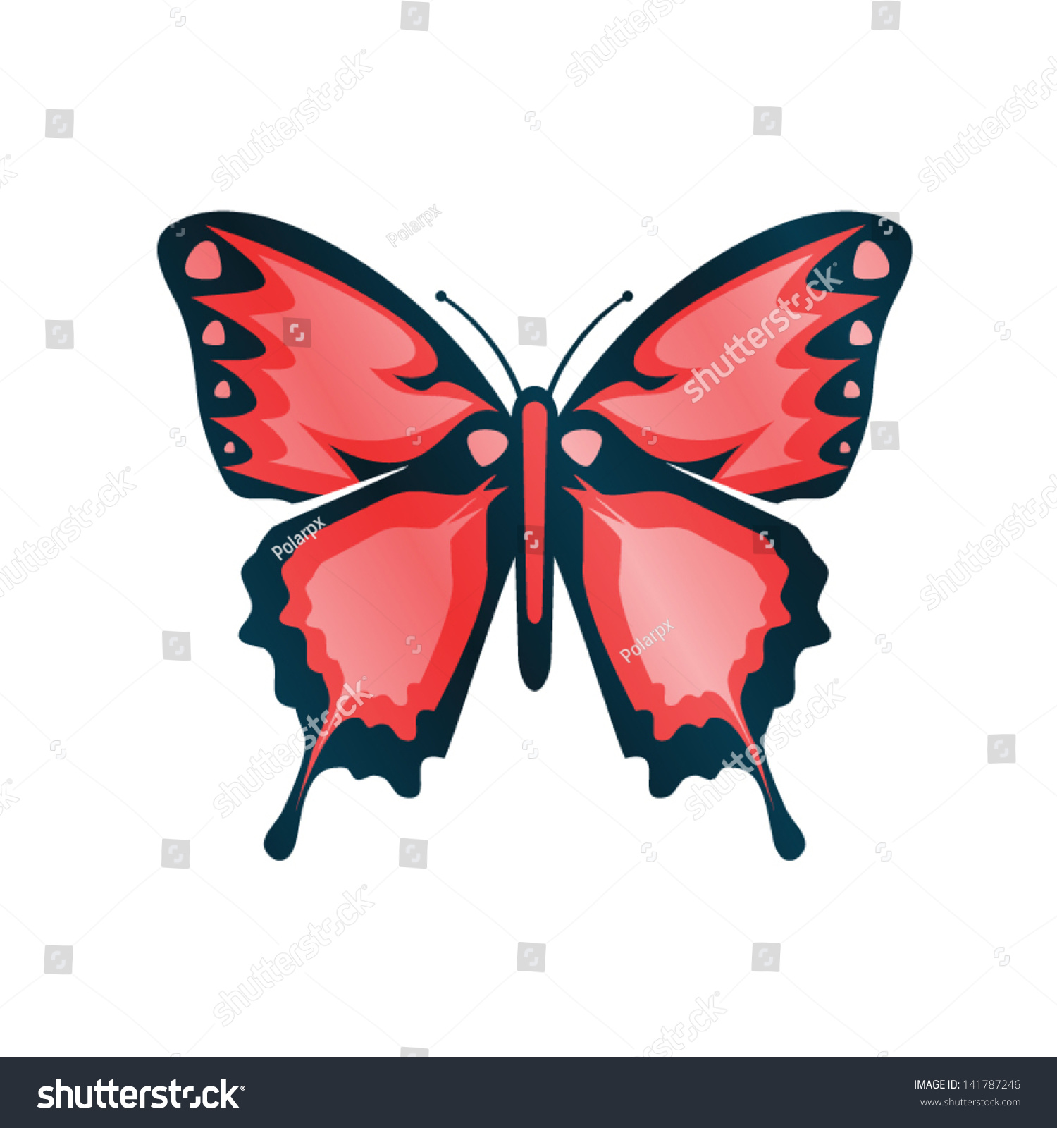 Red Butterfly Vector Eps10 Stock Vector (Royalty Free) 141787246