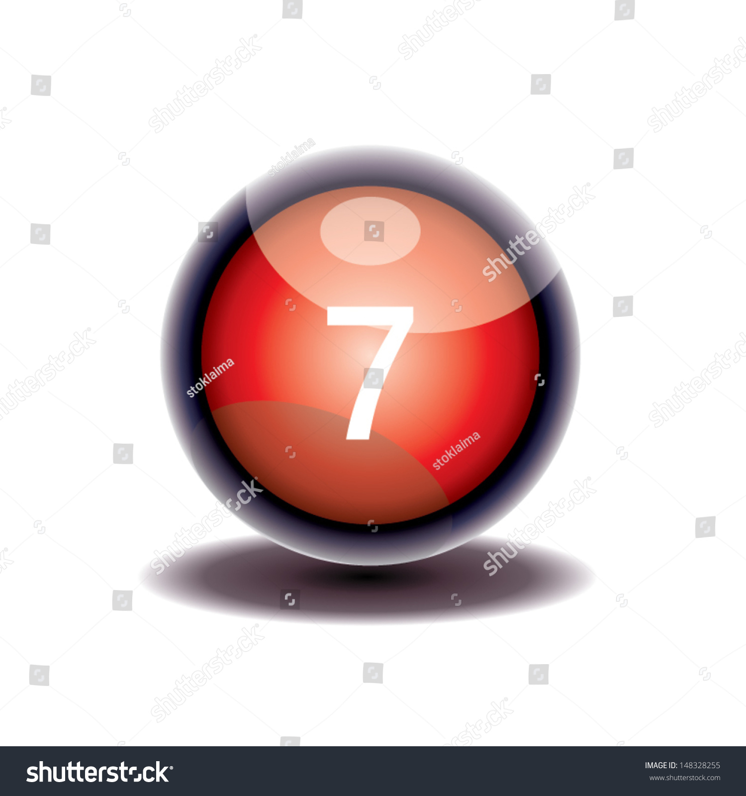 Red Button Number Seven Vector Illustration: vector de stock (libre de ...