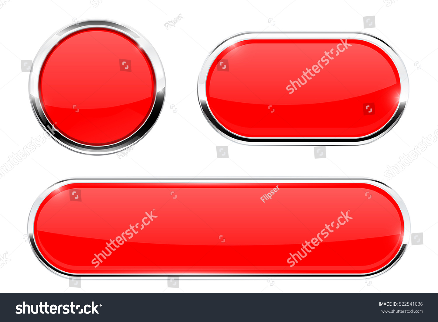 Red Buttons Web Elements Chrome Frame Stock Vector (Royalty Free) 522541036