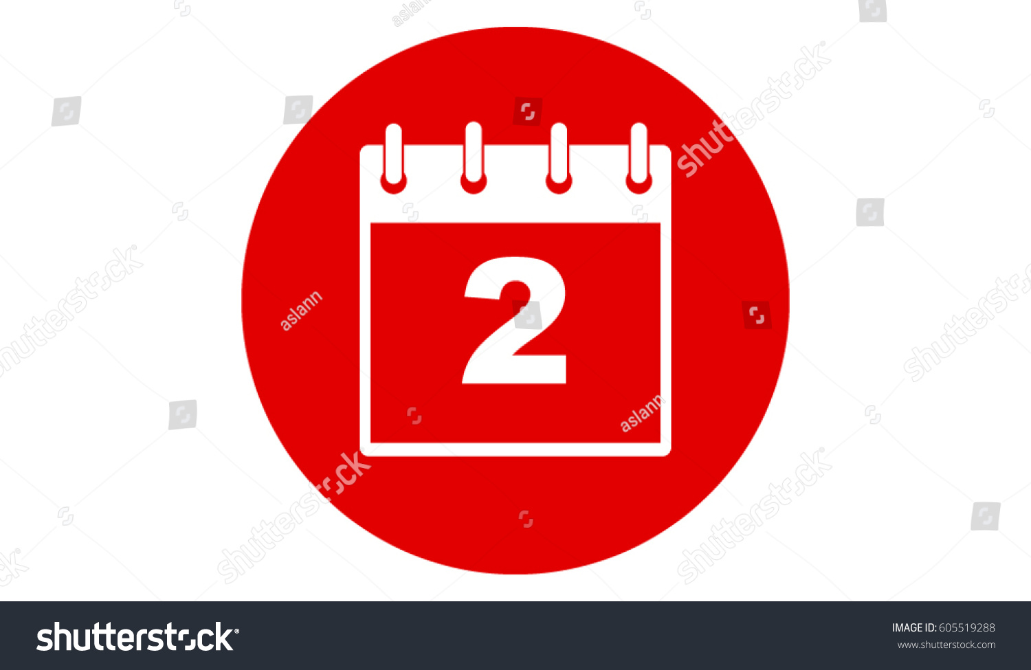 Red Calendar 2 Vector Icon Stock Vector (Royalty Free) 605519288