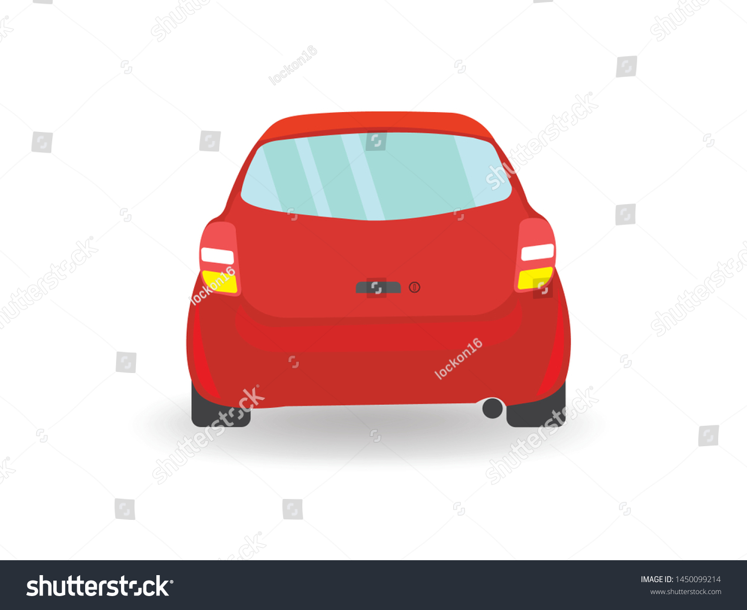 Red Car Back Side View Illustration Stock Vector (Royalty Free) 1450099214