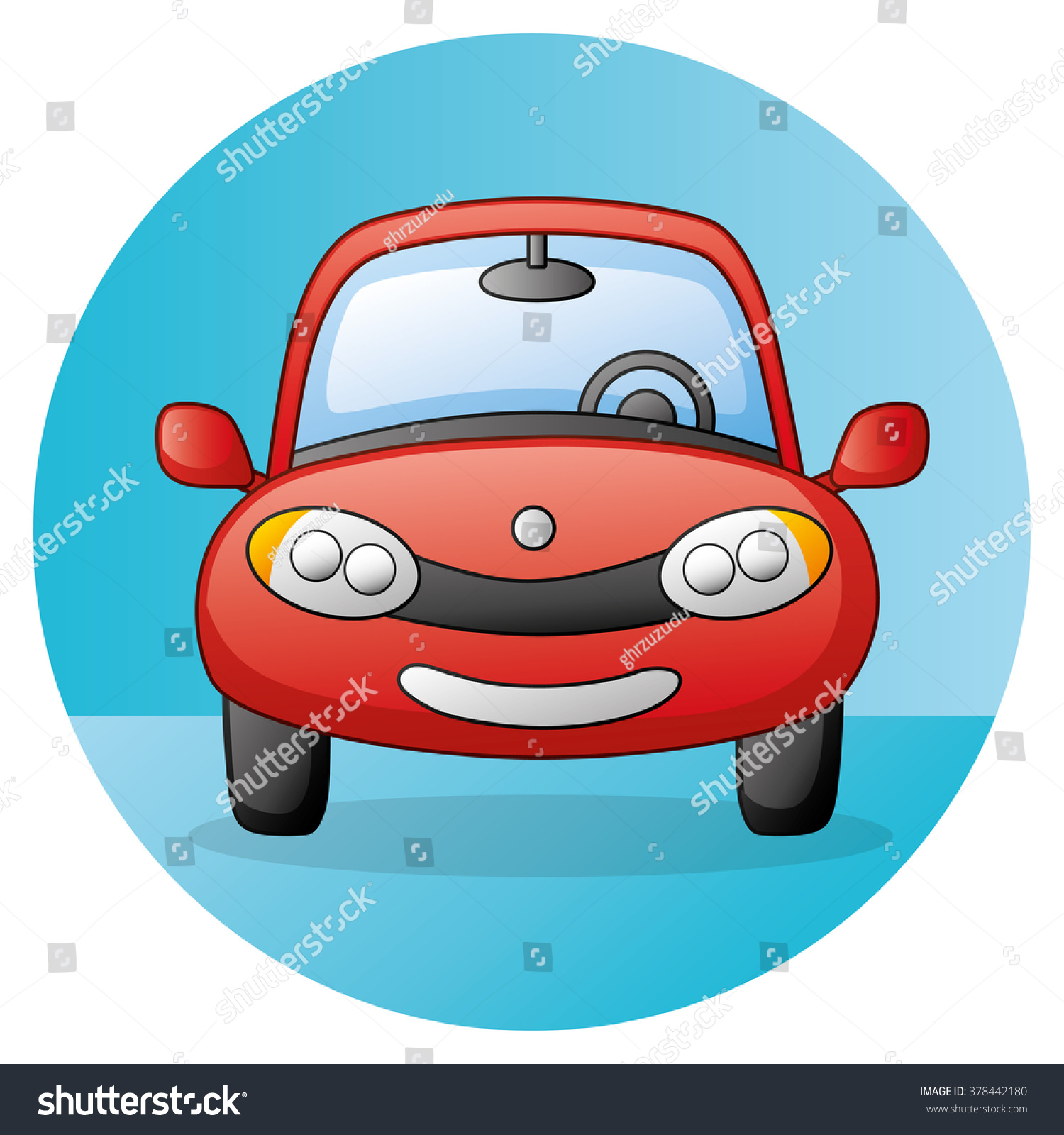 Red Car Icon Front View Stock Vector (Royalty Free) 378442180 ...