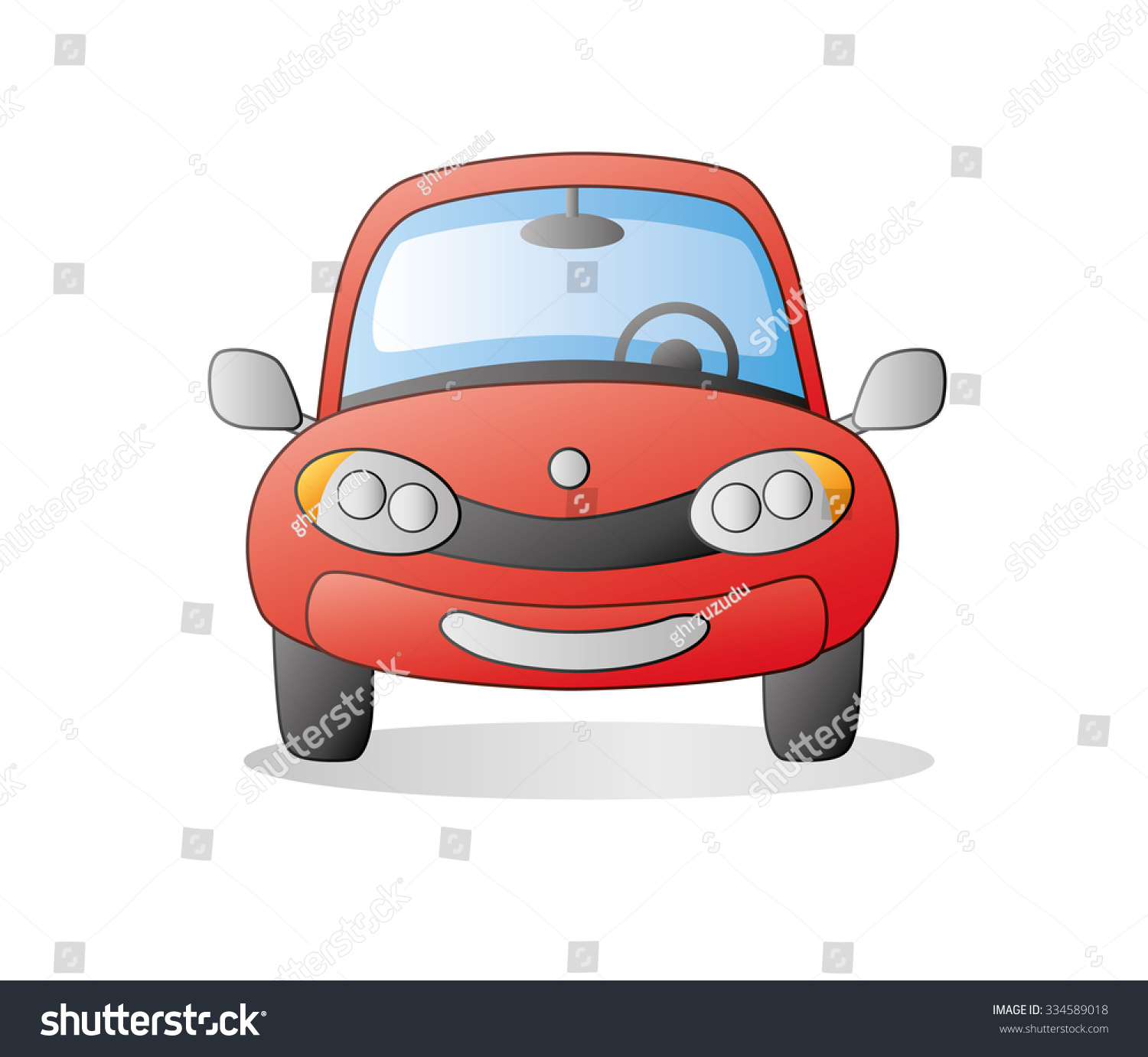 Red Car Illustration Front View: vector de stock (libre de regalías ...