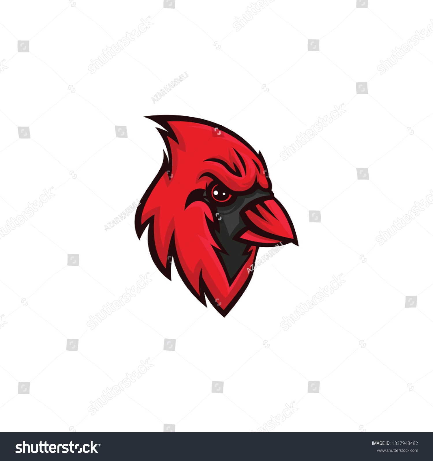 Red Cardinal Head Vector On White Stock Vector (Royalty Free ...