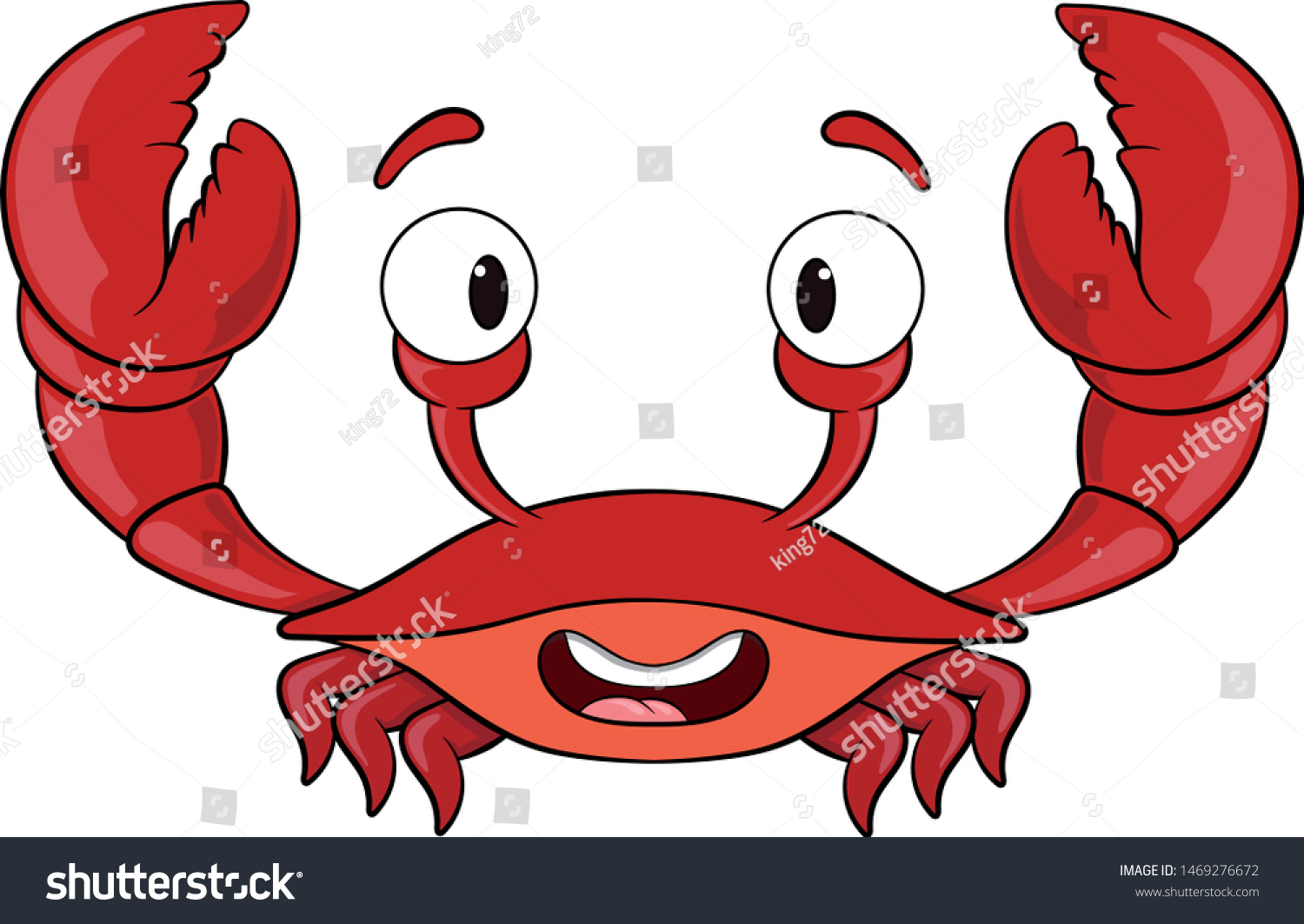 Red Cartoon Smiling Crab Vector Stock Vector (Royalty Free) 1469276672 ...