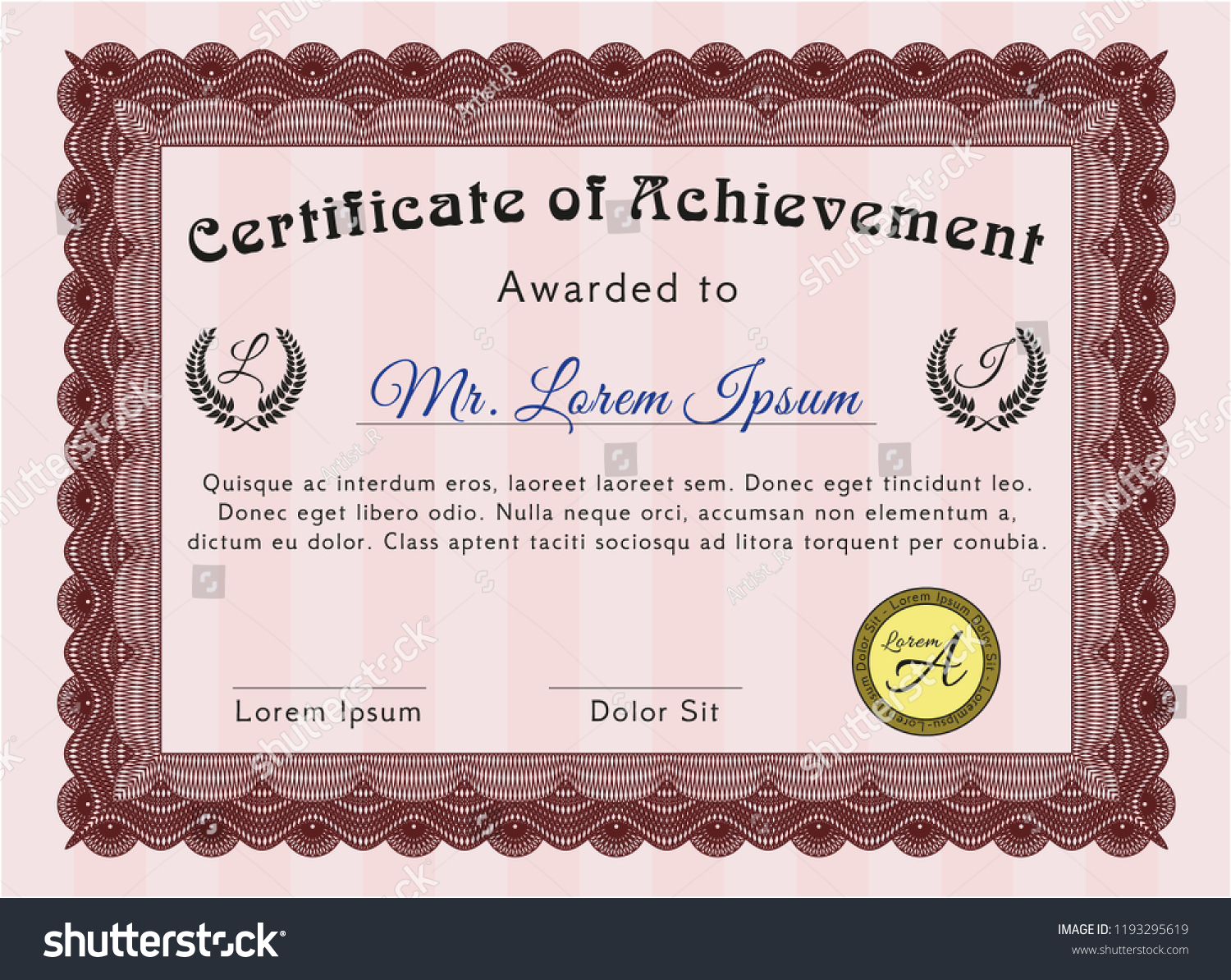 Red Certificate Modern Design Vector Illustration Stock Vector (Royalty ...