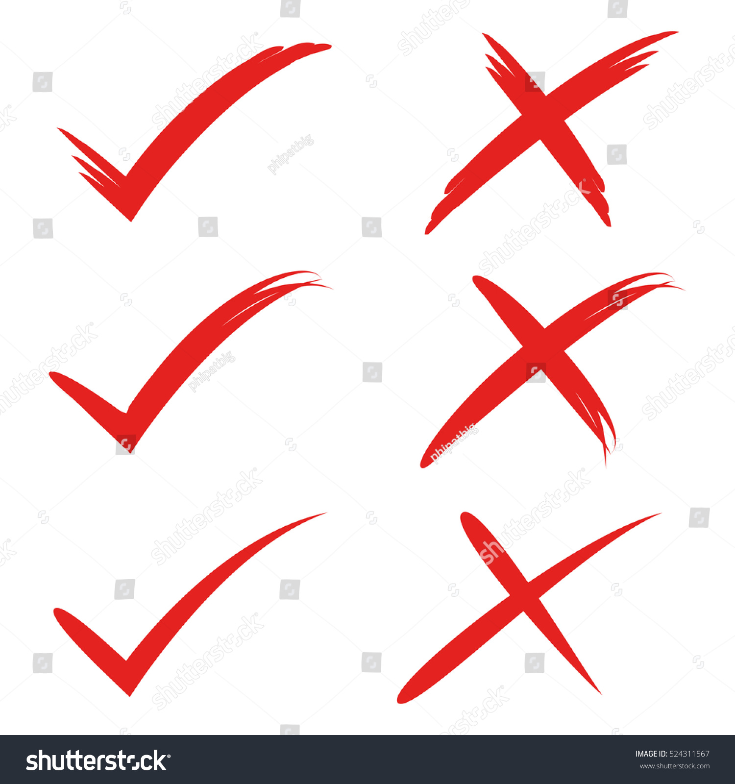 Red Check Mark Cross Mark Stock Vector (Royalty Free) 524311567