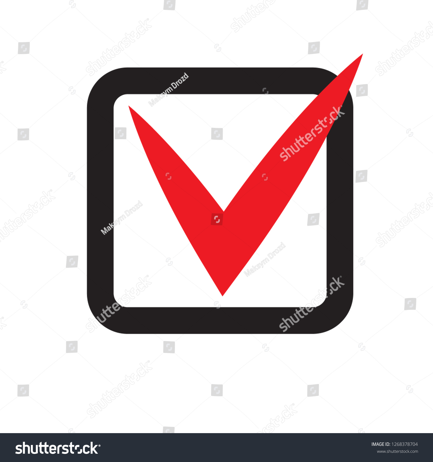 Red Check Mark Box Vector Icon Stock Vector (Royalty Free) 1268378704