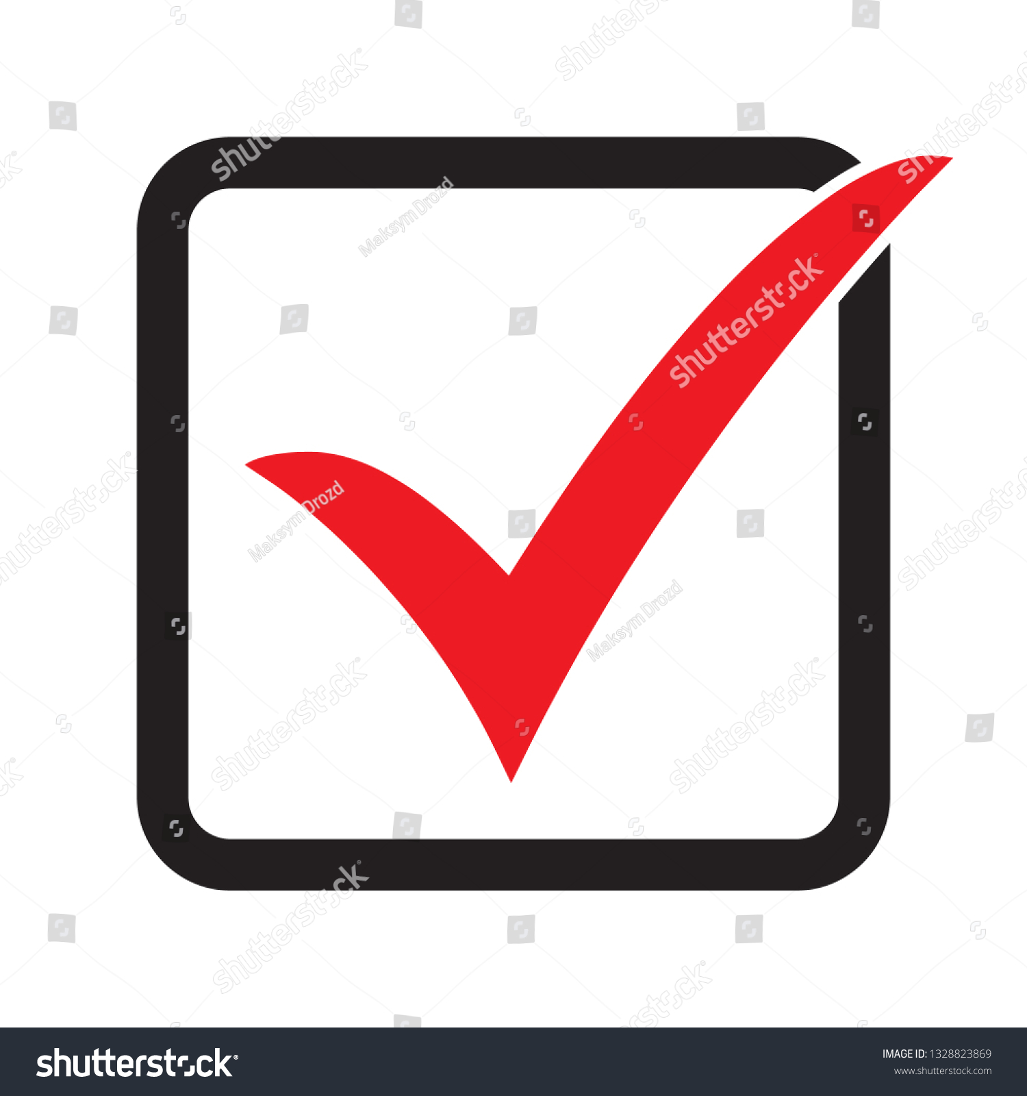 Red Check Mark Box Vector Icon Stock Vector (Royalty Free) 1328823869