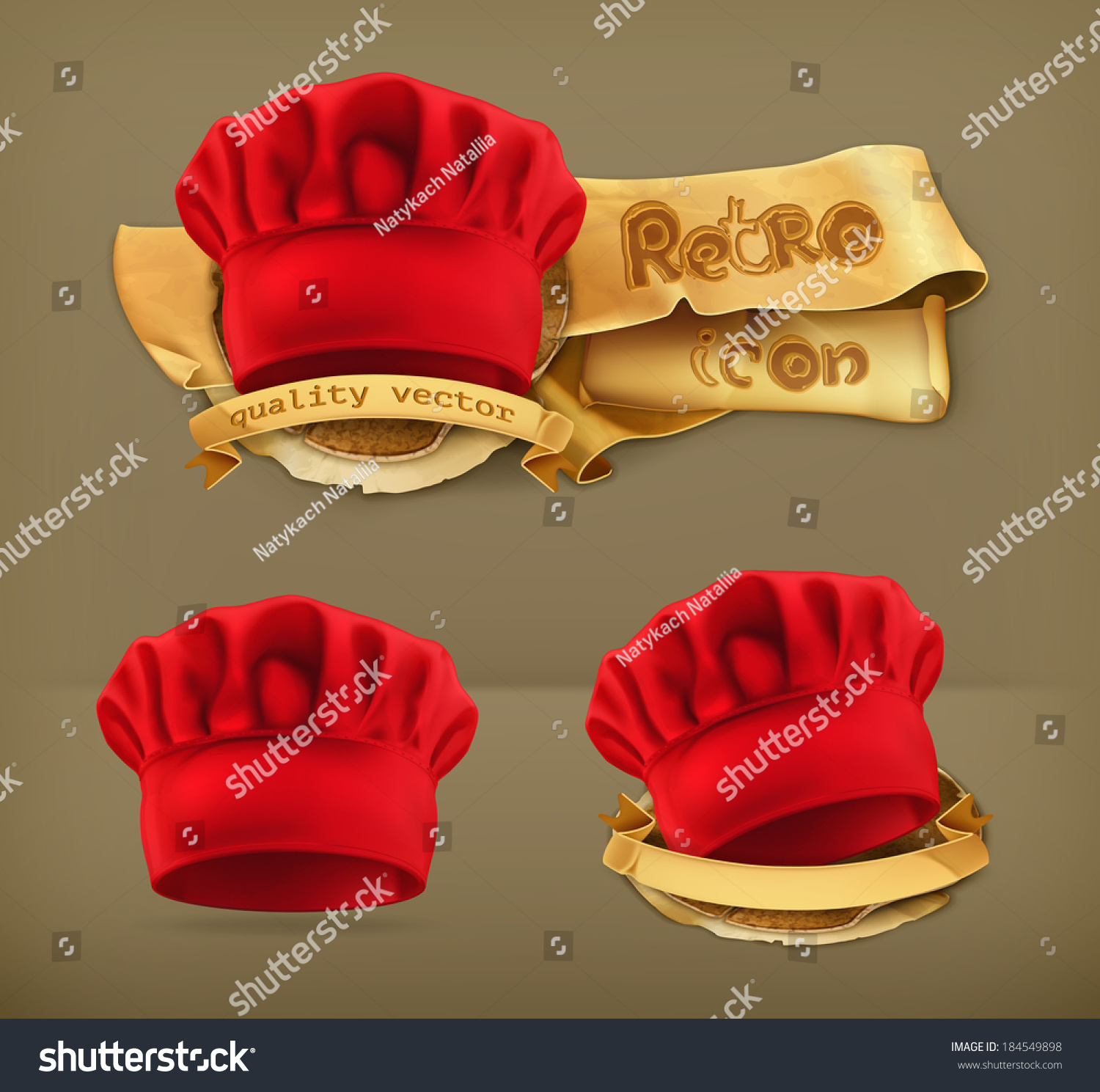 Red Chef Hat Retro Vector Icon Stock Vector (Royalty Free) 184549898