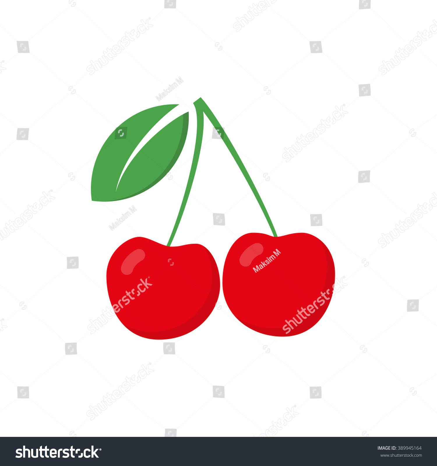 Red Cherry Vector Icon Red Cherry Stock Vector (Royalty Free) 389945164
