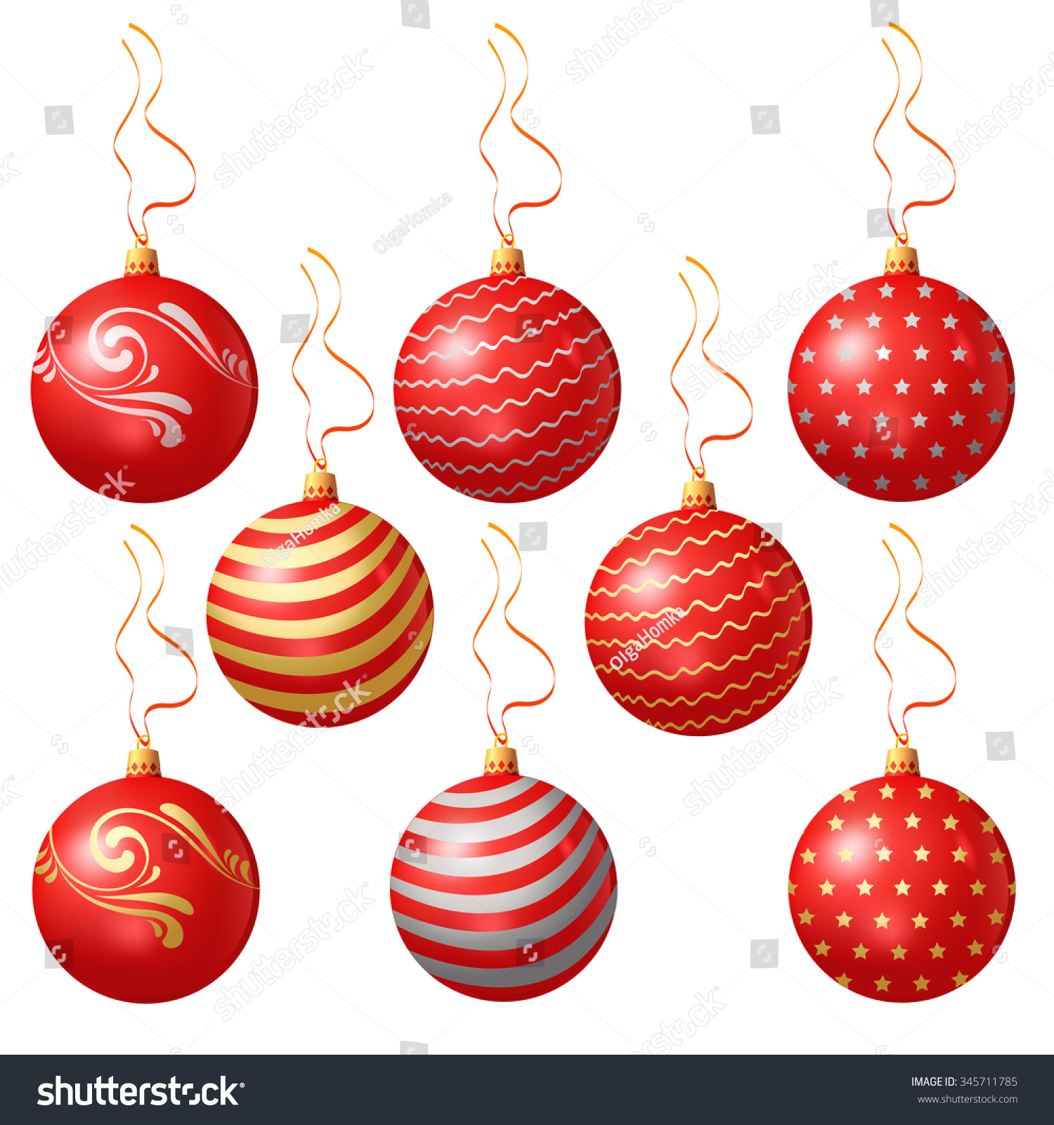 Red Christmas Balls Vector Stock Vector (Royalty Free) 345711785