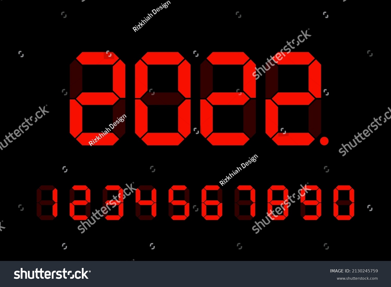 Red Clock Digital Number Led Screen Stock Vector (Royalty Free ...