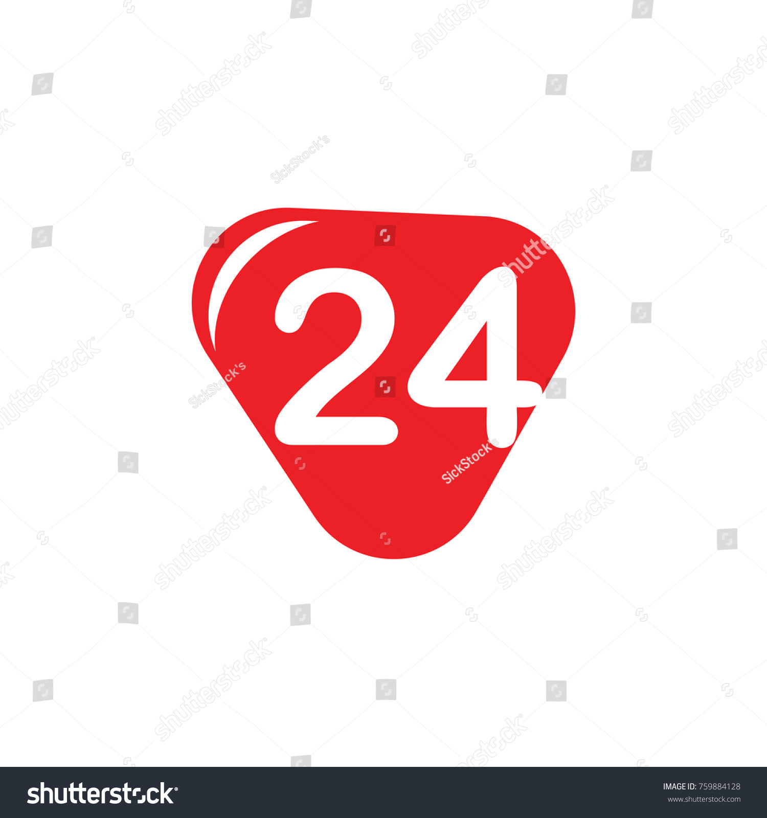 Red Color Number 24 Design Logo Stock Vector (Royalty Free) 759884128