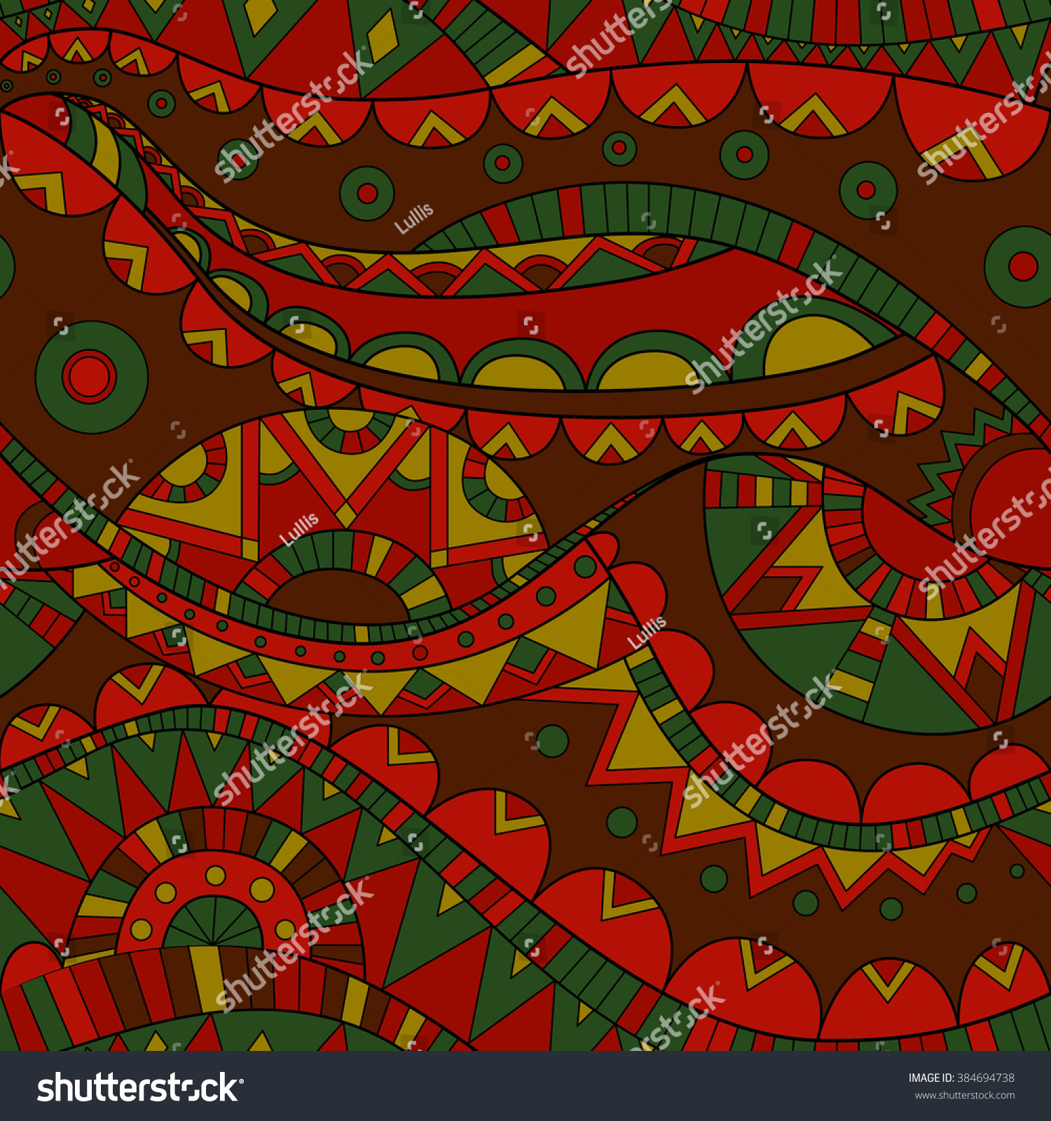 Red Colored Ornate Ethnic Mexican Wave Stock Vector (Royalty Free ...