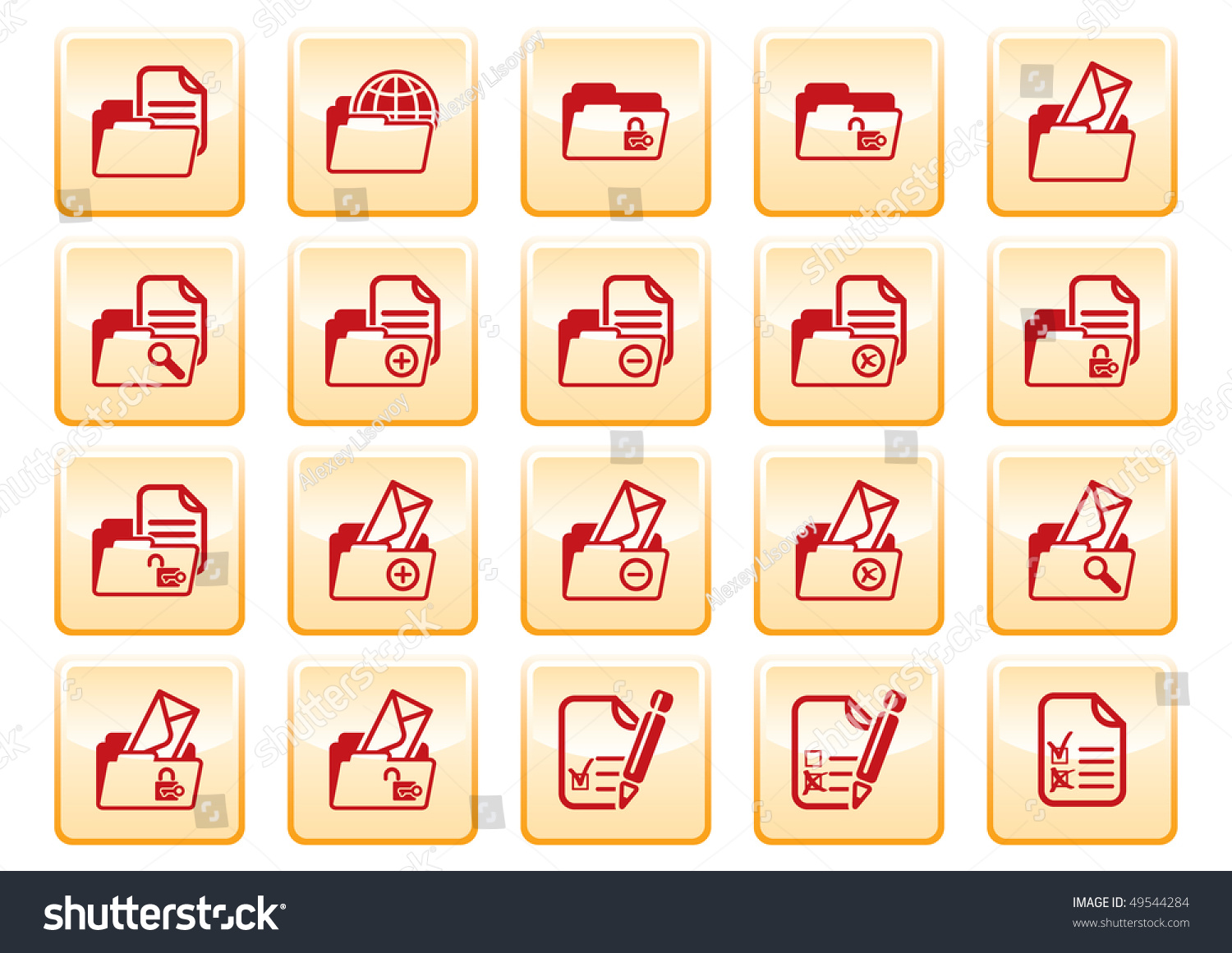 Red Computer Icons On Yellow Background Stock Vector (Royalty Free ...