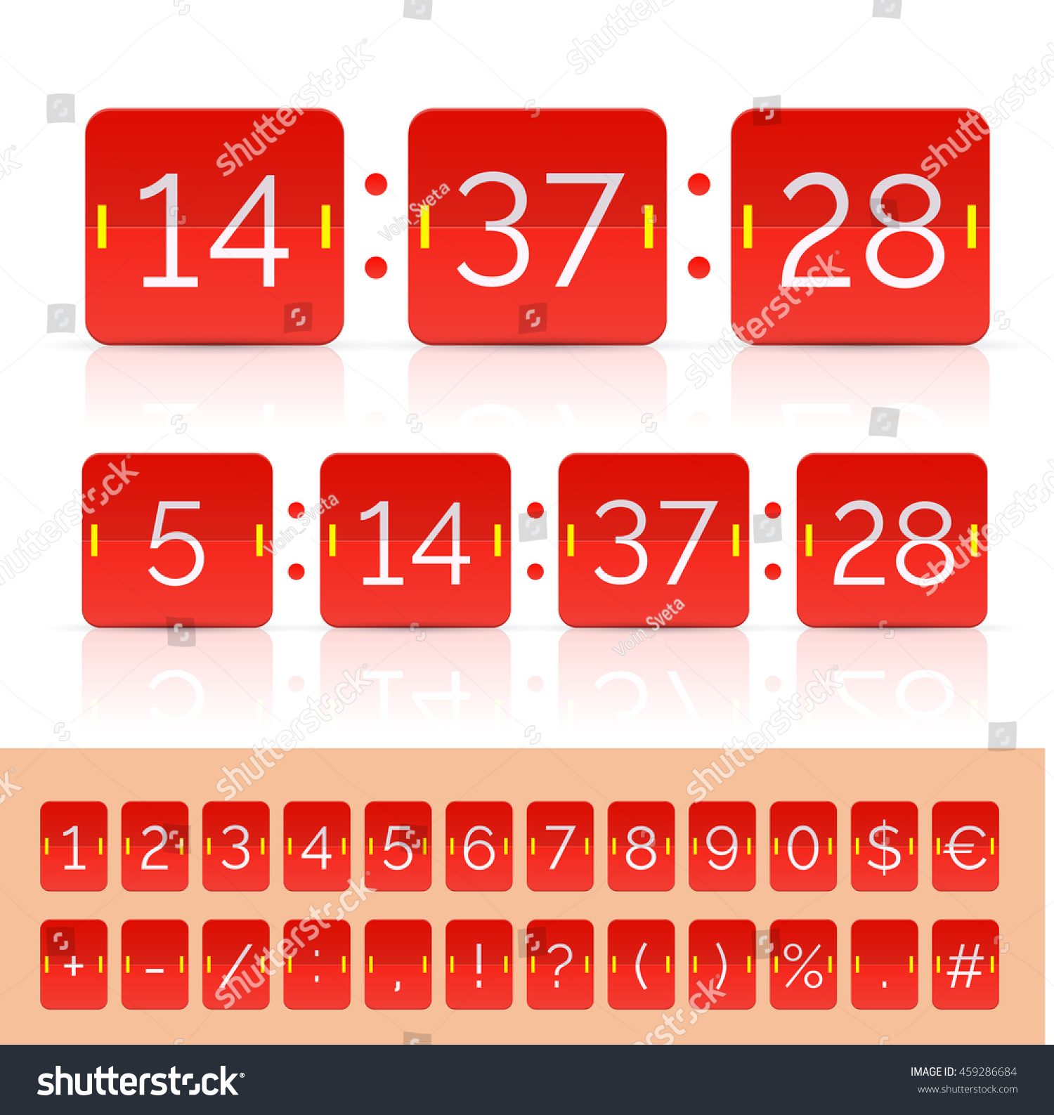 Red Countdown Timer Scoreboard Numbers Vector: vector de stock (libre ...
