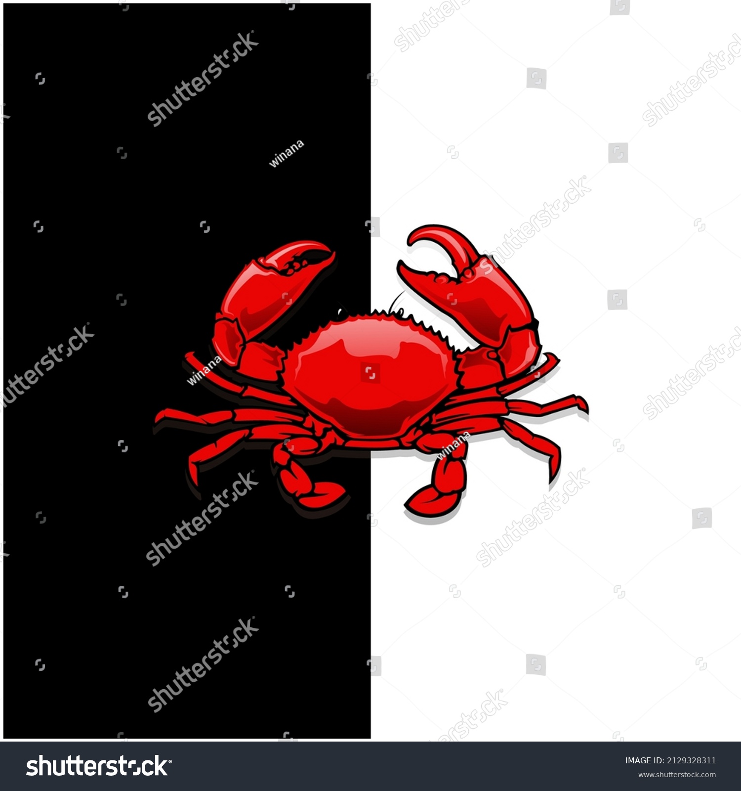 Red Crab Illustration Vector Template Stock Vector (Royalty Free ...