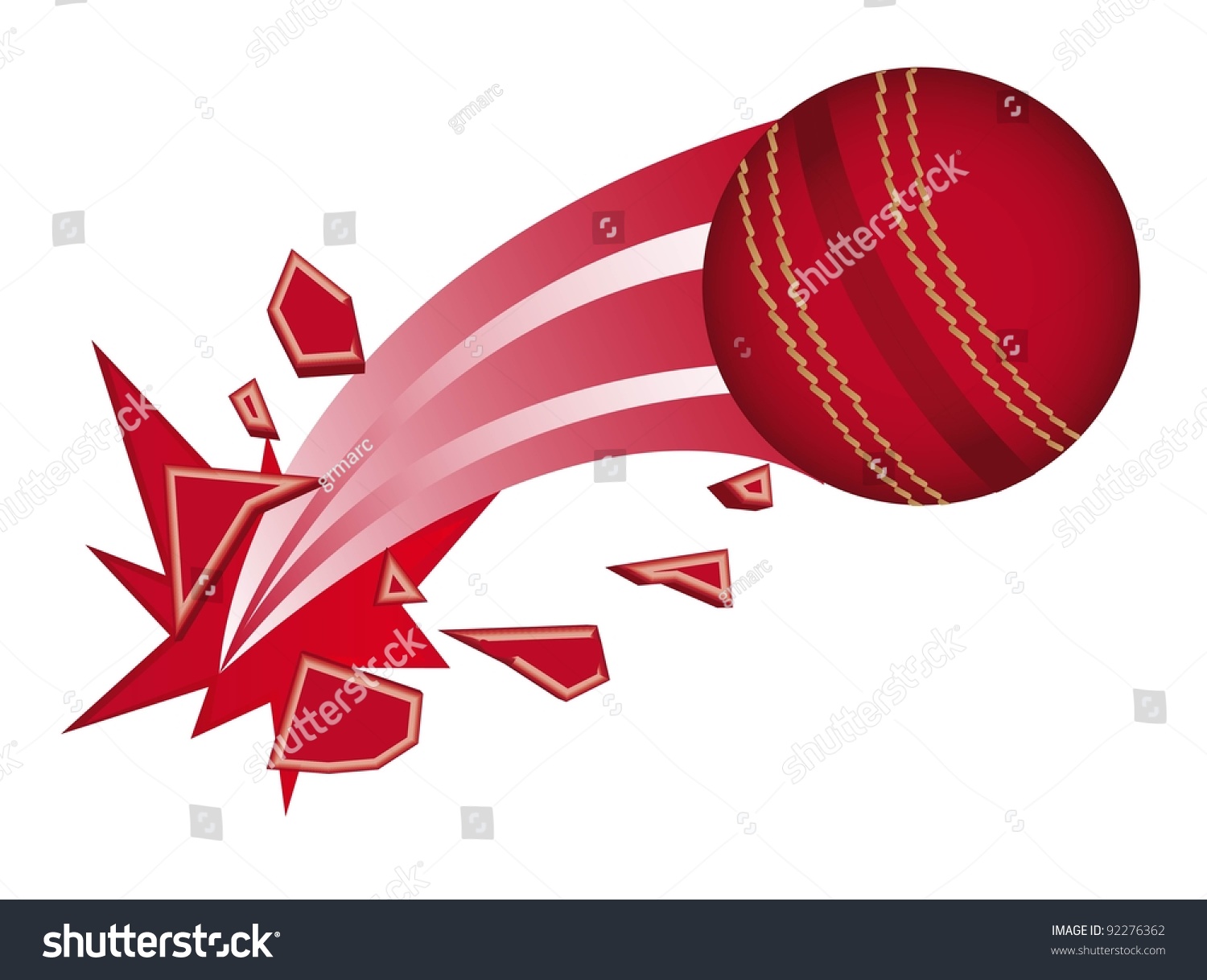 Red Cricket Ball Broken Isolated Vector Stock Vector (Royalty Free ...