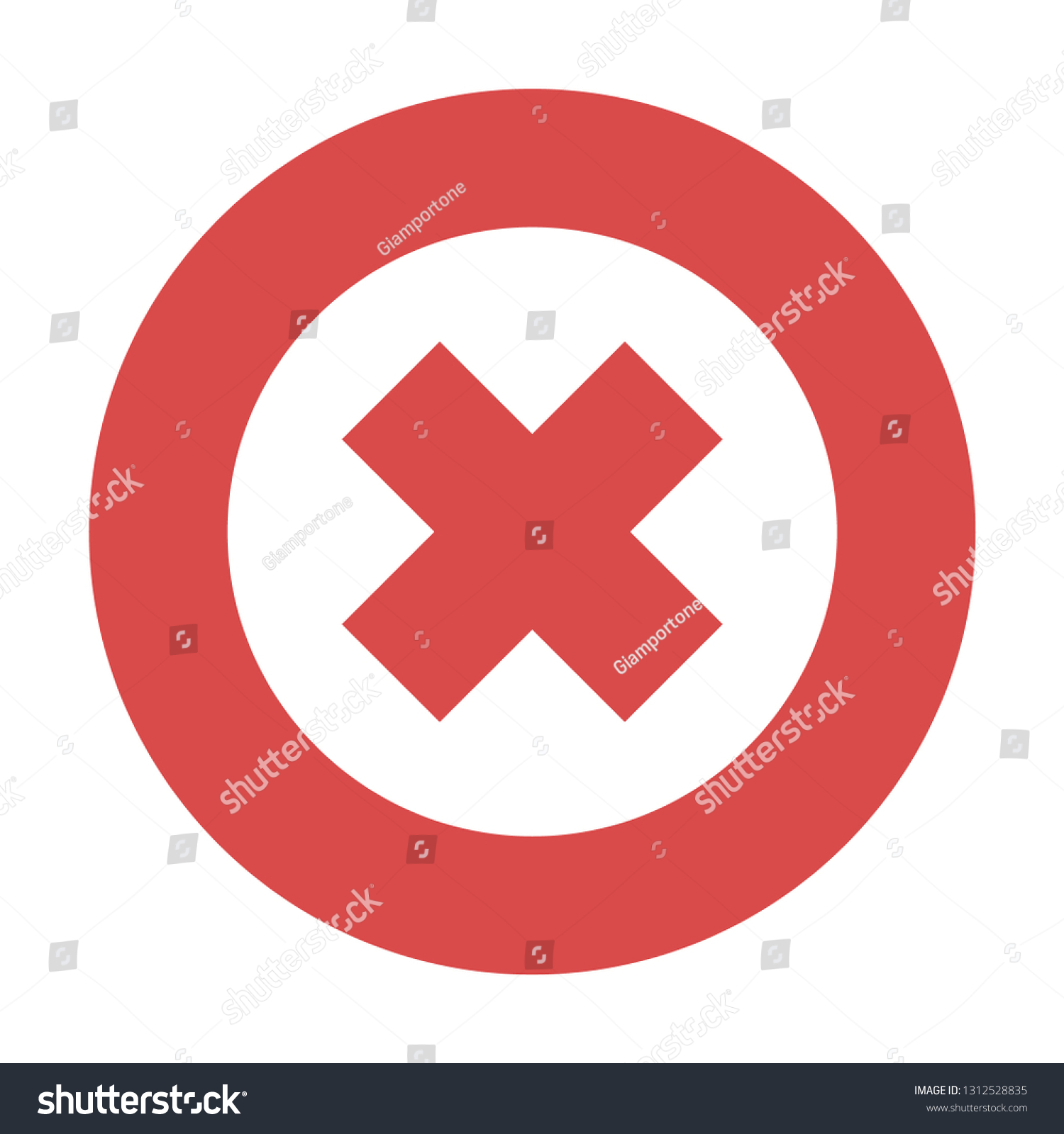 Red Cross Check Mark Icon Stock Vector (Royalty Free) 1312528835 ...