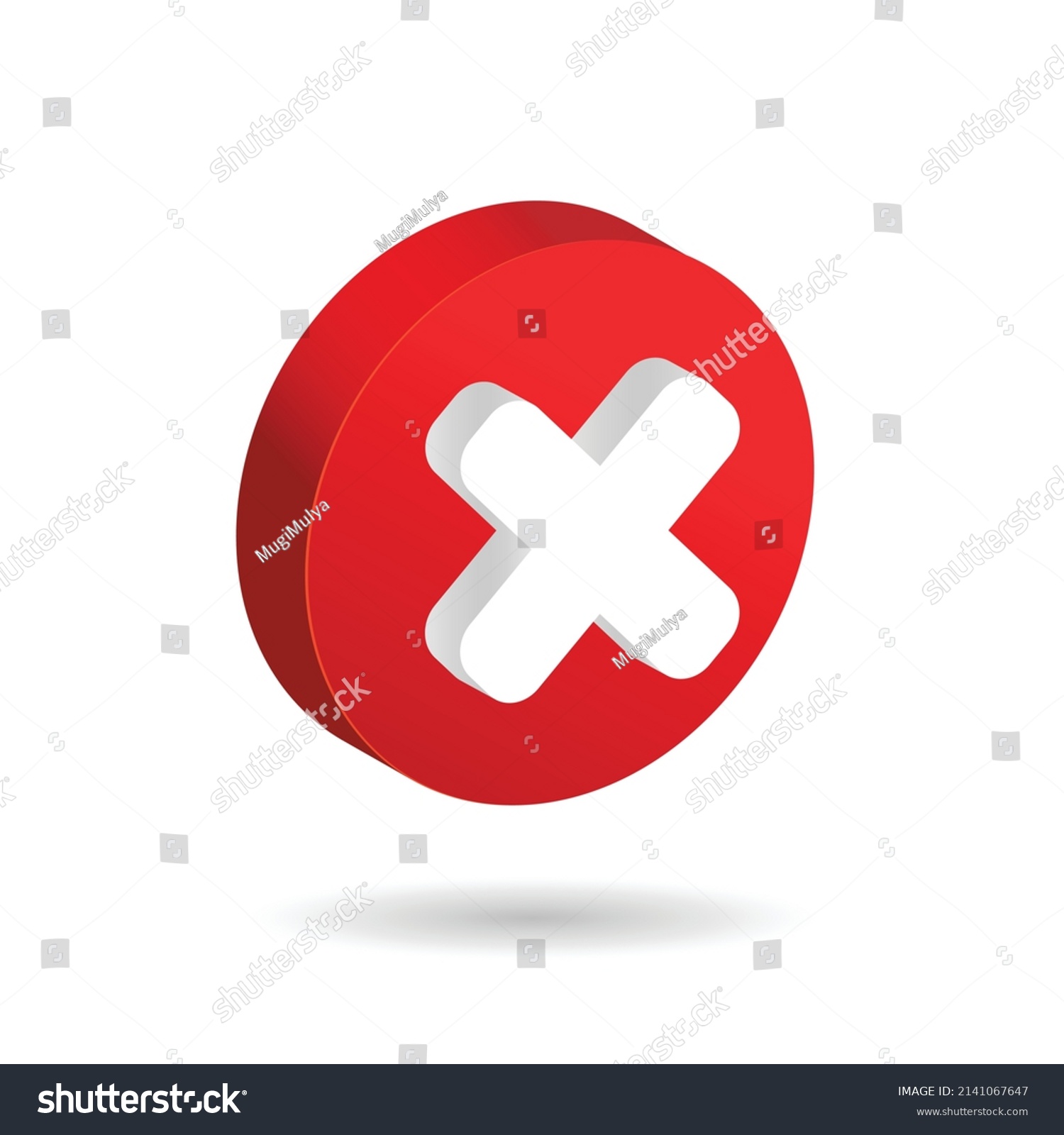 Red Cross Checkmark 3d Icon Button Stock Vector (Royalty Free ...