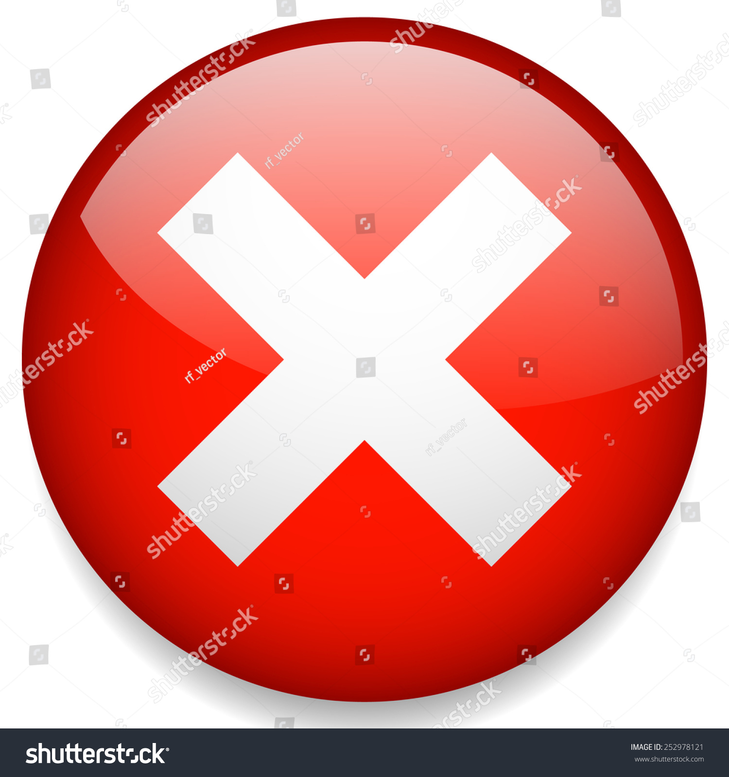 Red Cross Red X Shape Delete Stock Vector (Royalty Free) 252978121