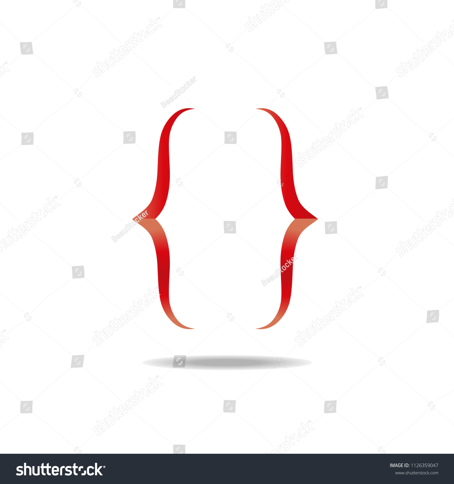 Red Curly Bracket Icon Logo Vector Stock Vector (Royalty Free) 1126359047