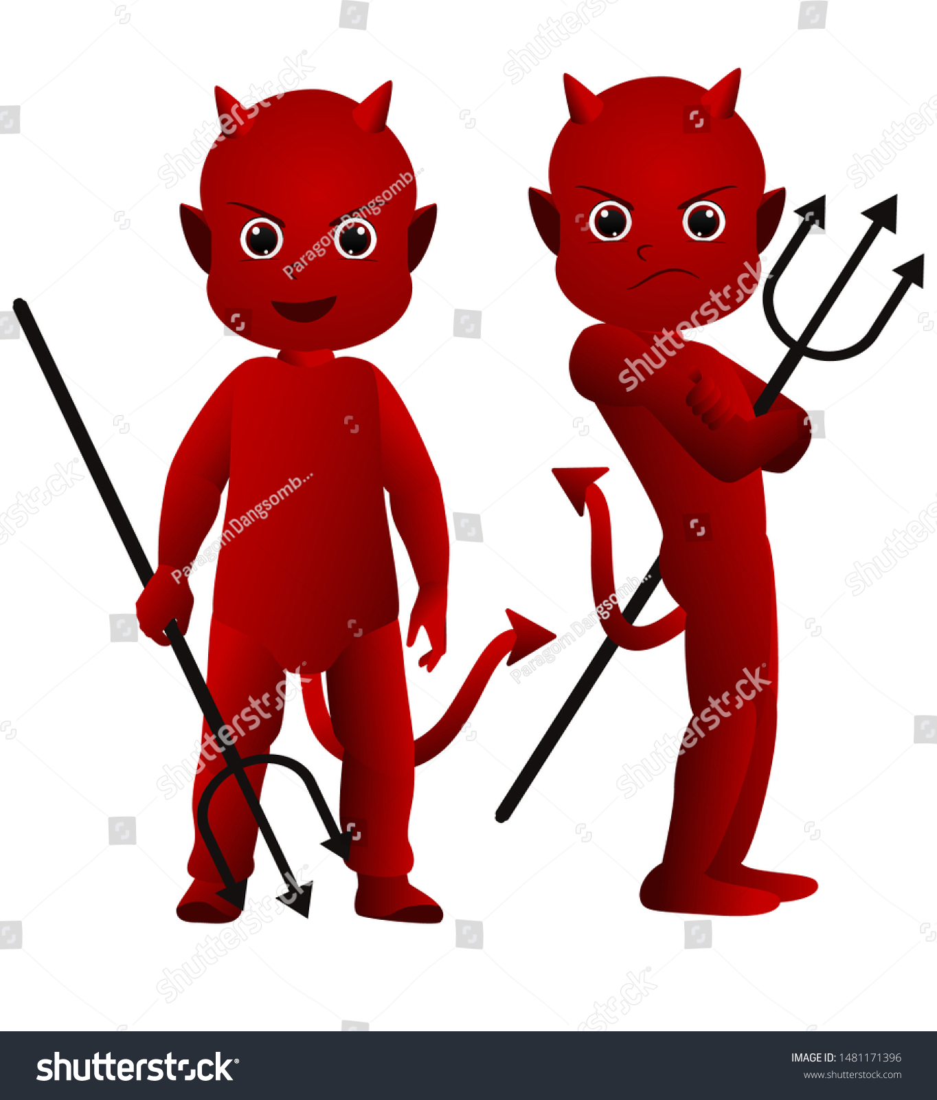 Red Devil Cartoon Holding Trident Graphic Stock Vector (Royalty Free ...