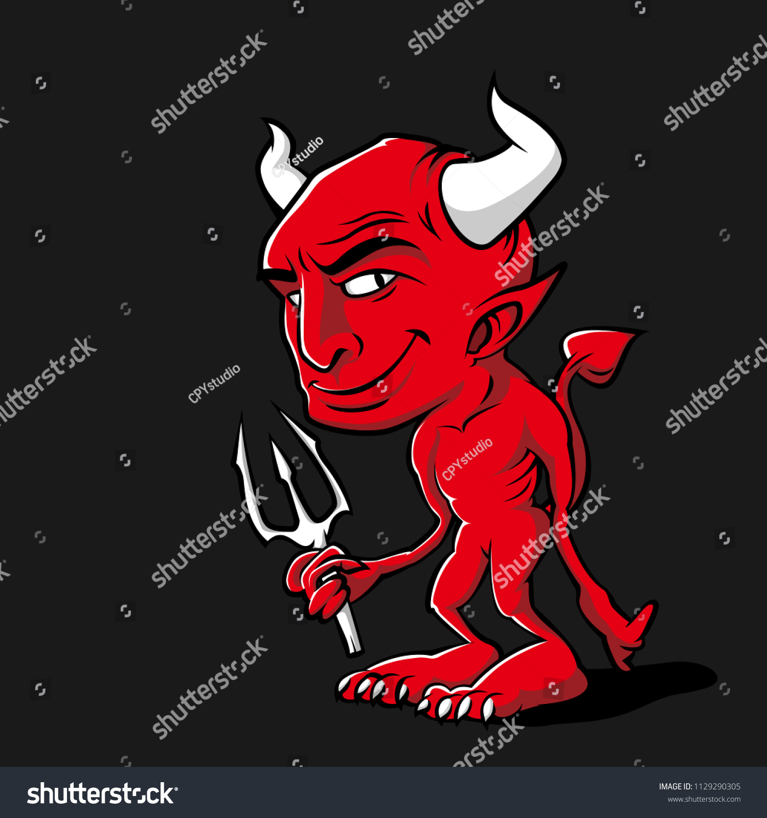Red Devil Cartoon Mascot Illustration Stock Vector (Royalty Free ...
