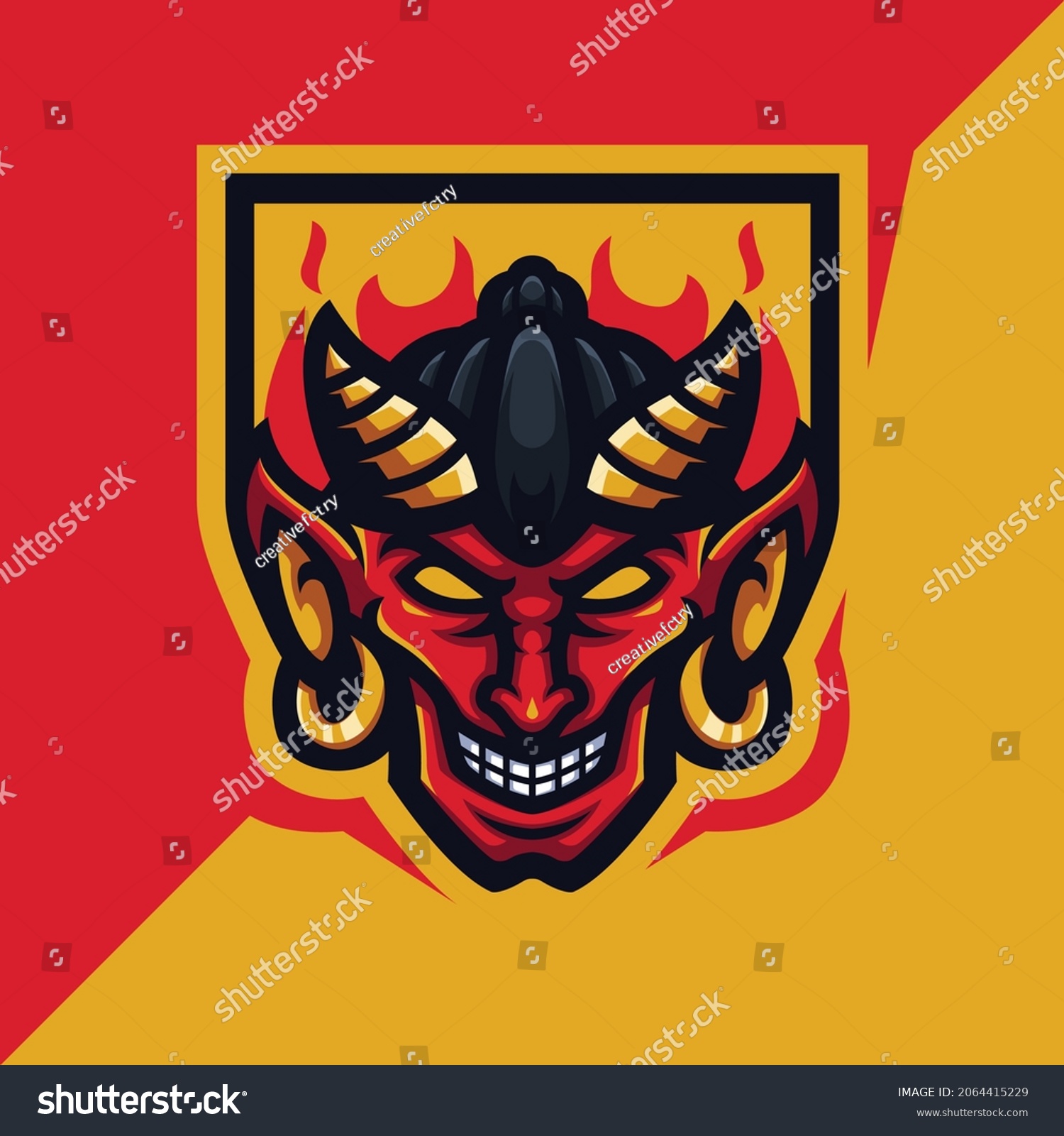 Red Devil Head Mascot Gaming Logo Stock Vector (Royalty Free) 2064415229