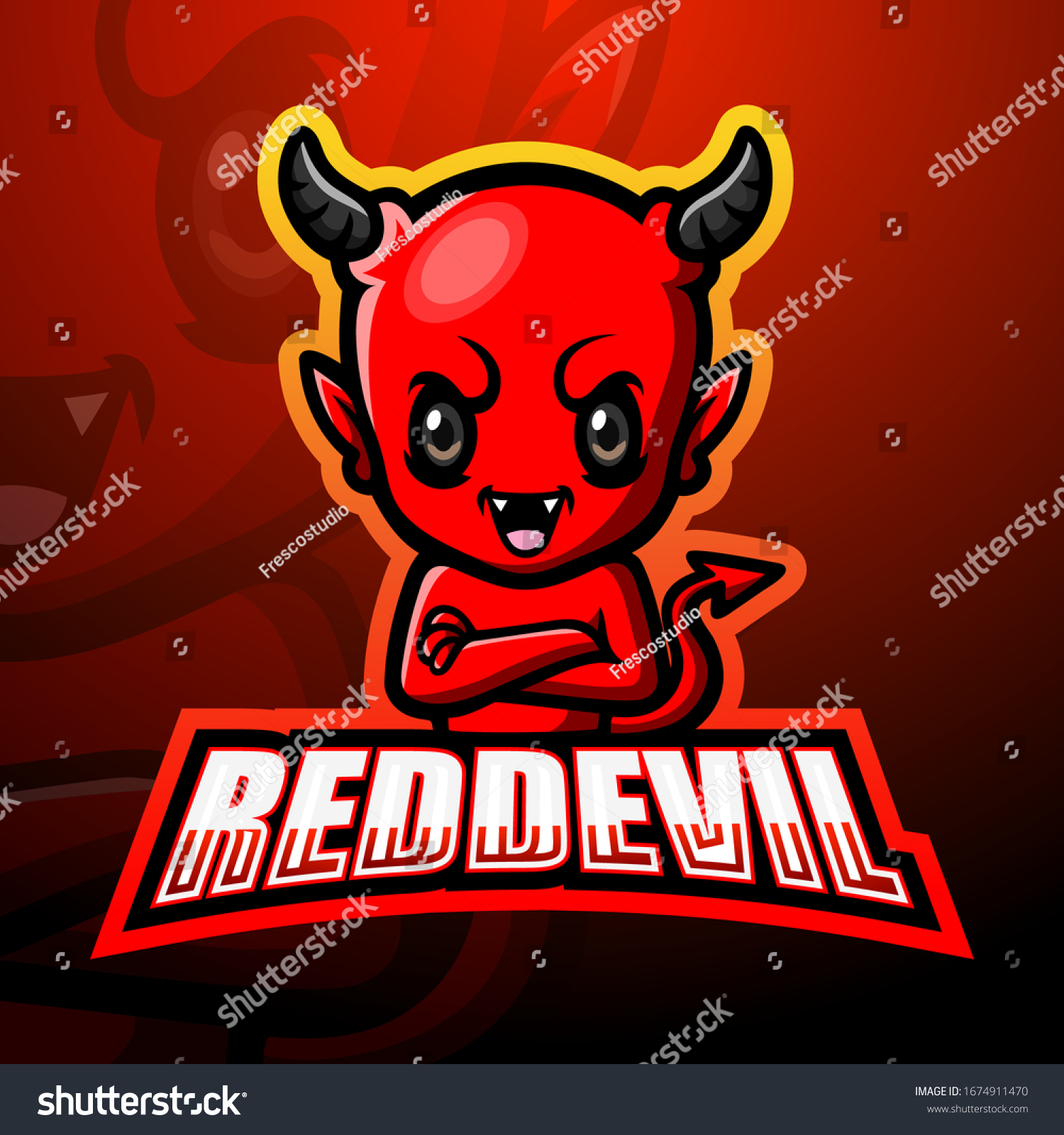 Red Devil Mascot Esport Logo Design Stock Vector (Royalty Free ...