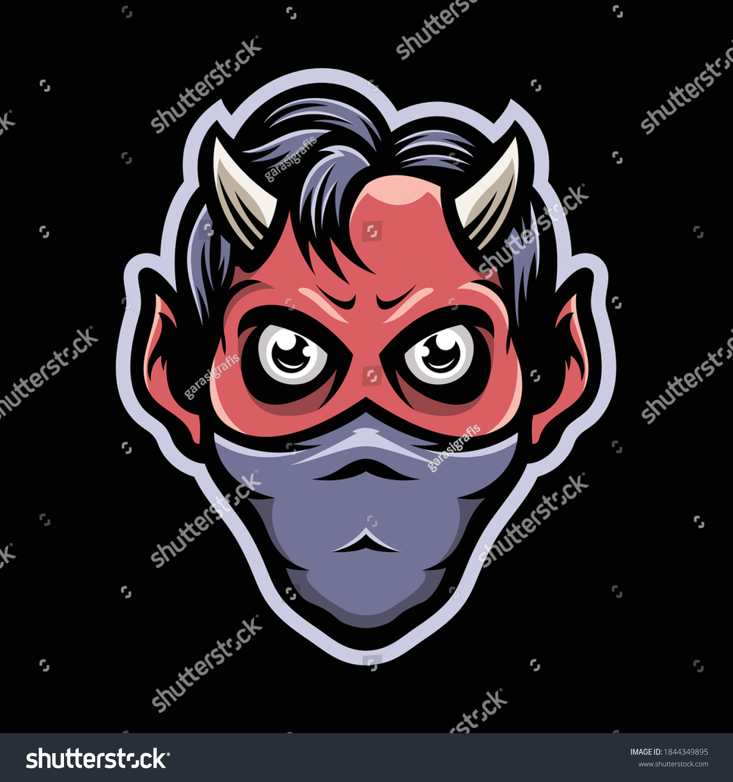 Red Devil Mask Mascot Vector Stock Vector (Royalty Free) 1844349895 ...