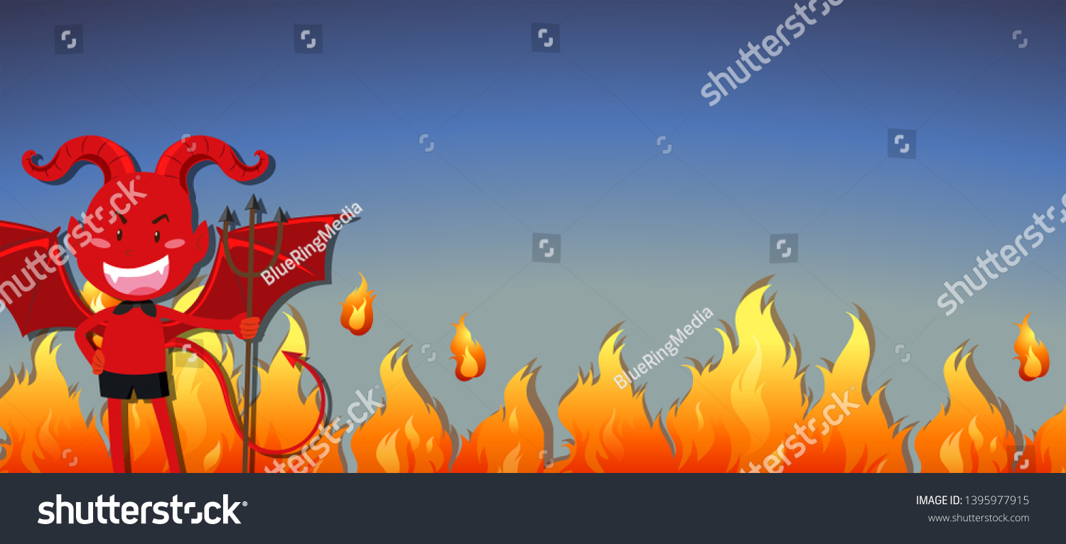 Red Devil Fire Illustration Stock Vector (Royalty Free) 1395977915