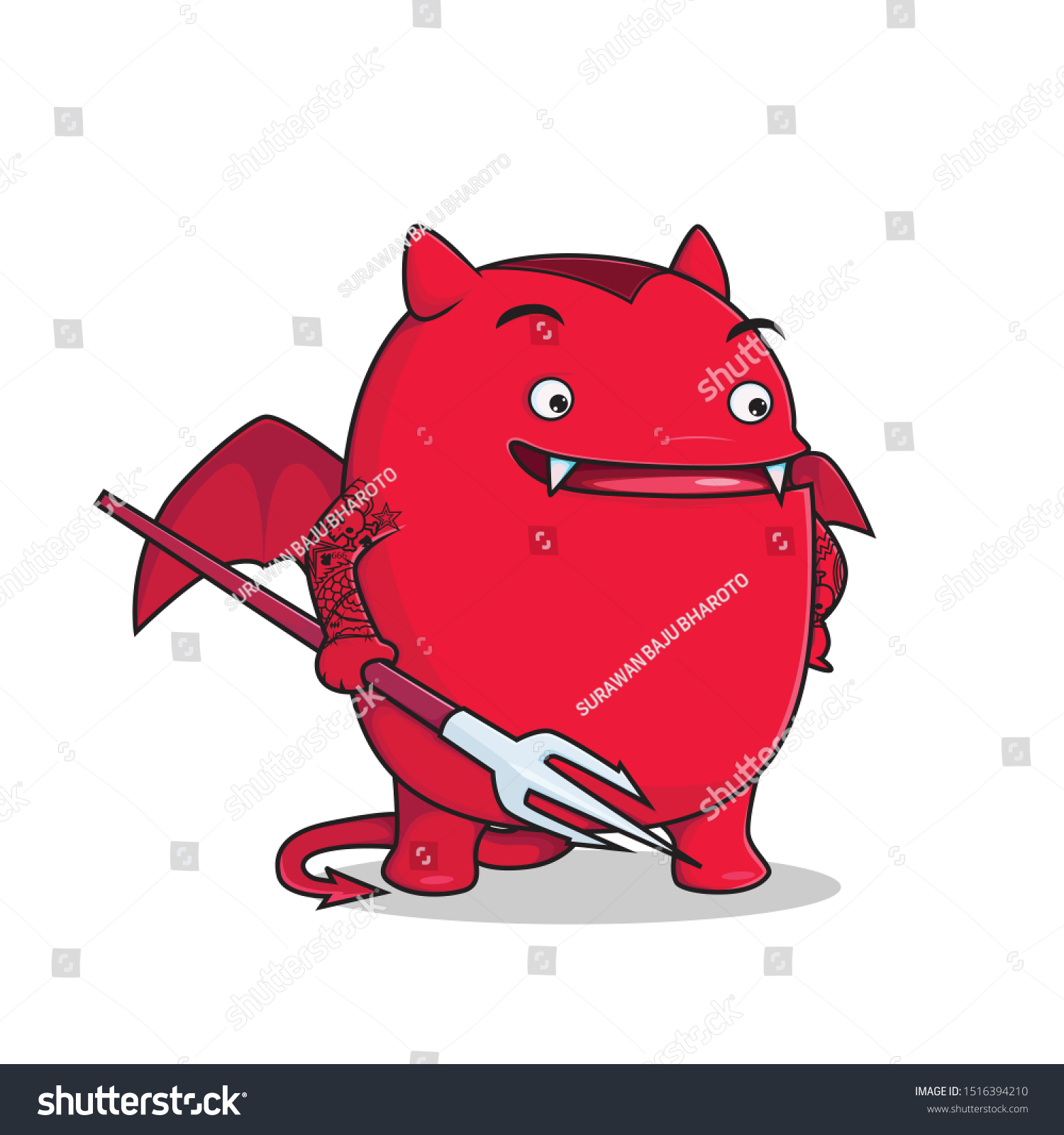 Red Devil Trident Cartoon Stock Vector (Royalty Free) 1516394210