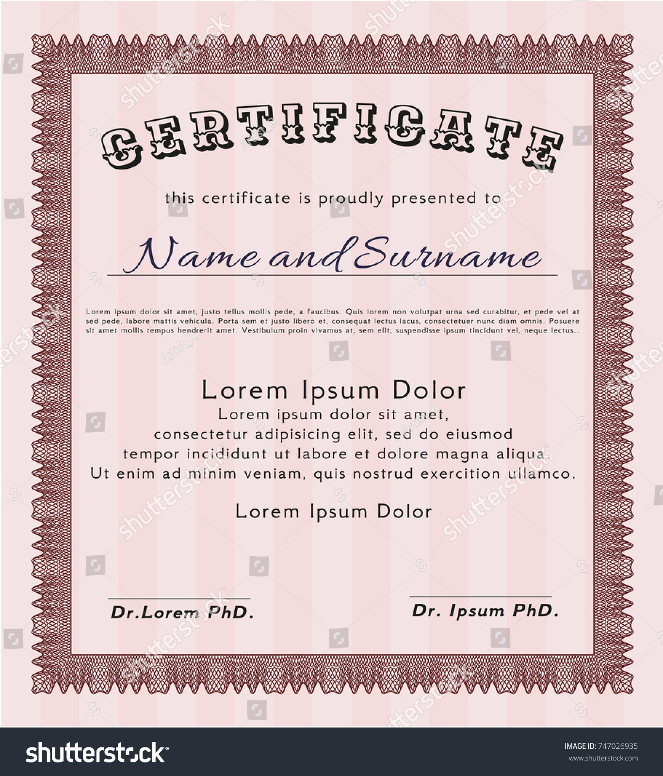 Red Diploma Template Certificate Template Complex Stock Vector (Royalty ...