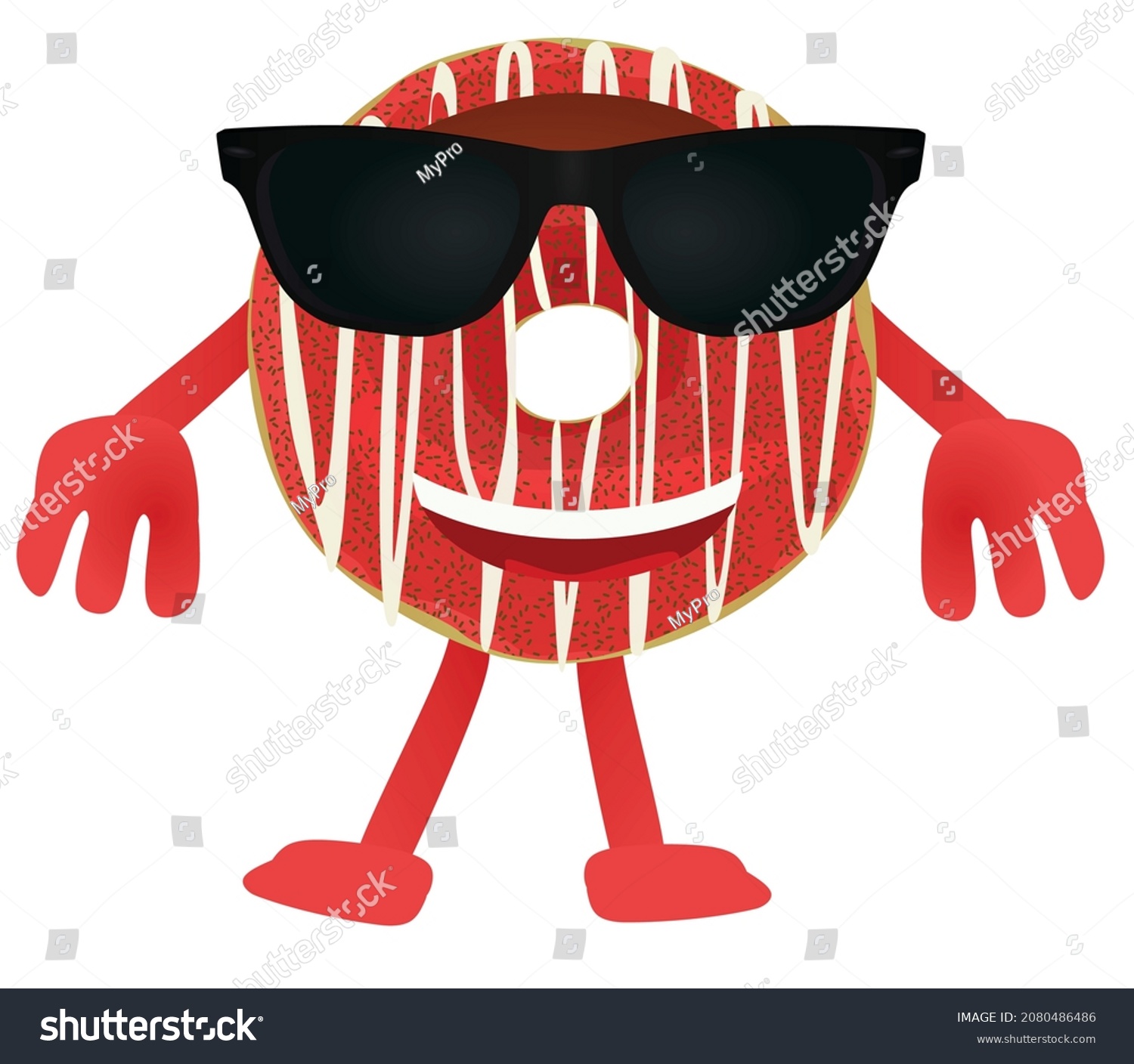 Red Donut Character Vector Illustration Stock Vector (Royalty Free ...