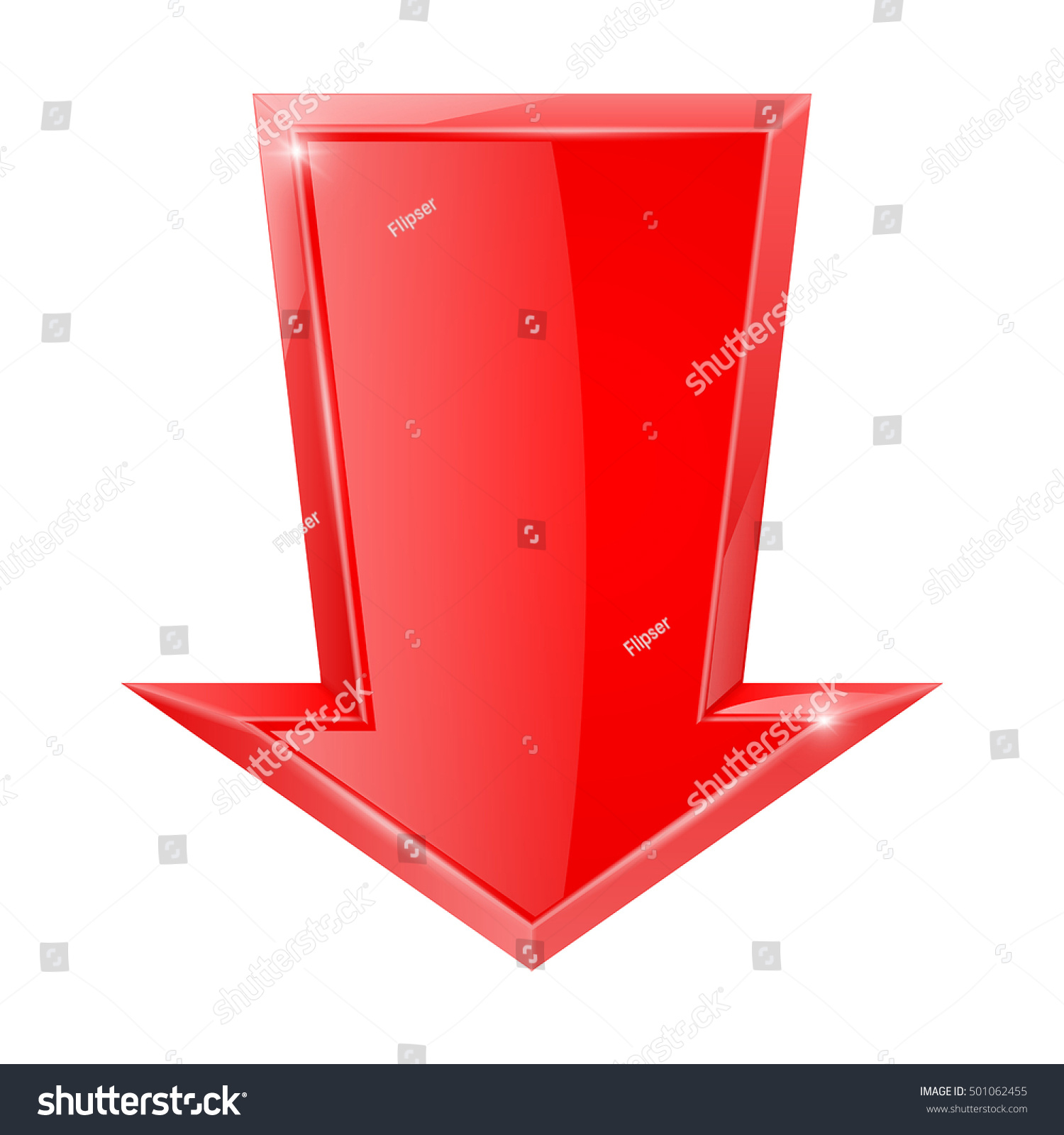 Red Down Arrow Vector Illustration Isolated: vector de stock (libre de ...