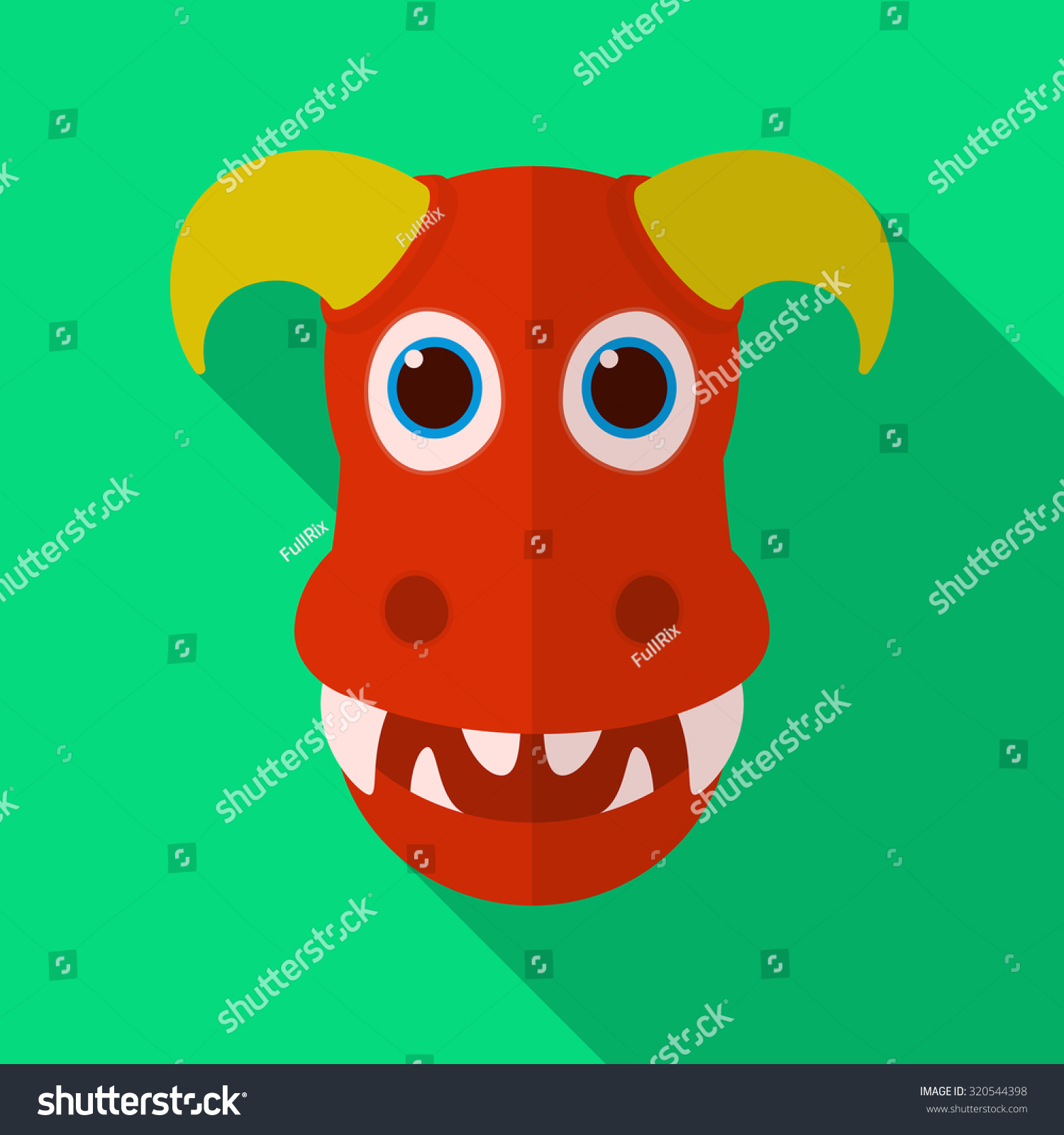 Red Dragon Faceflat Icon Stock Vector (Royalty Free) 320544398