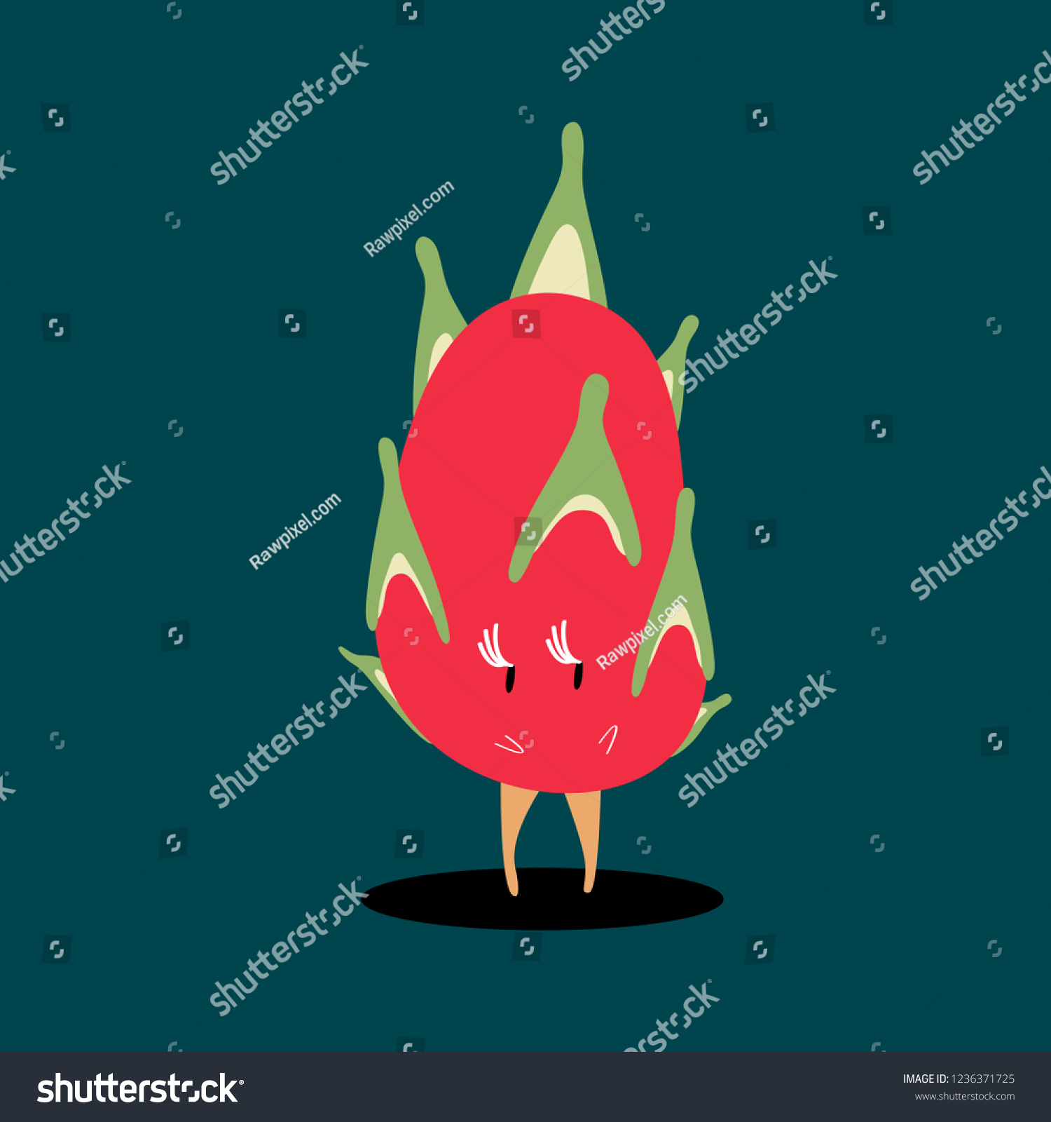 Red Dragon Fruit Cartoon Vector Stock Vector (Royalty Free) 1236371725 ...