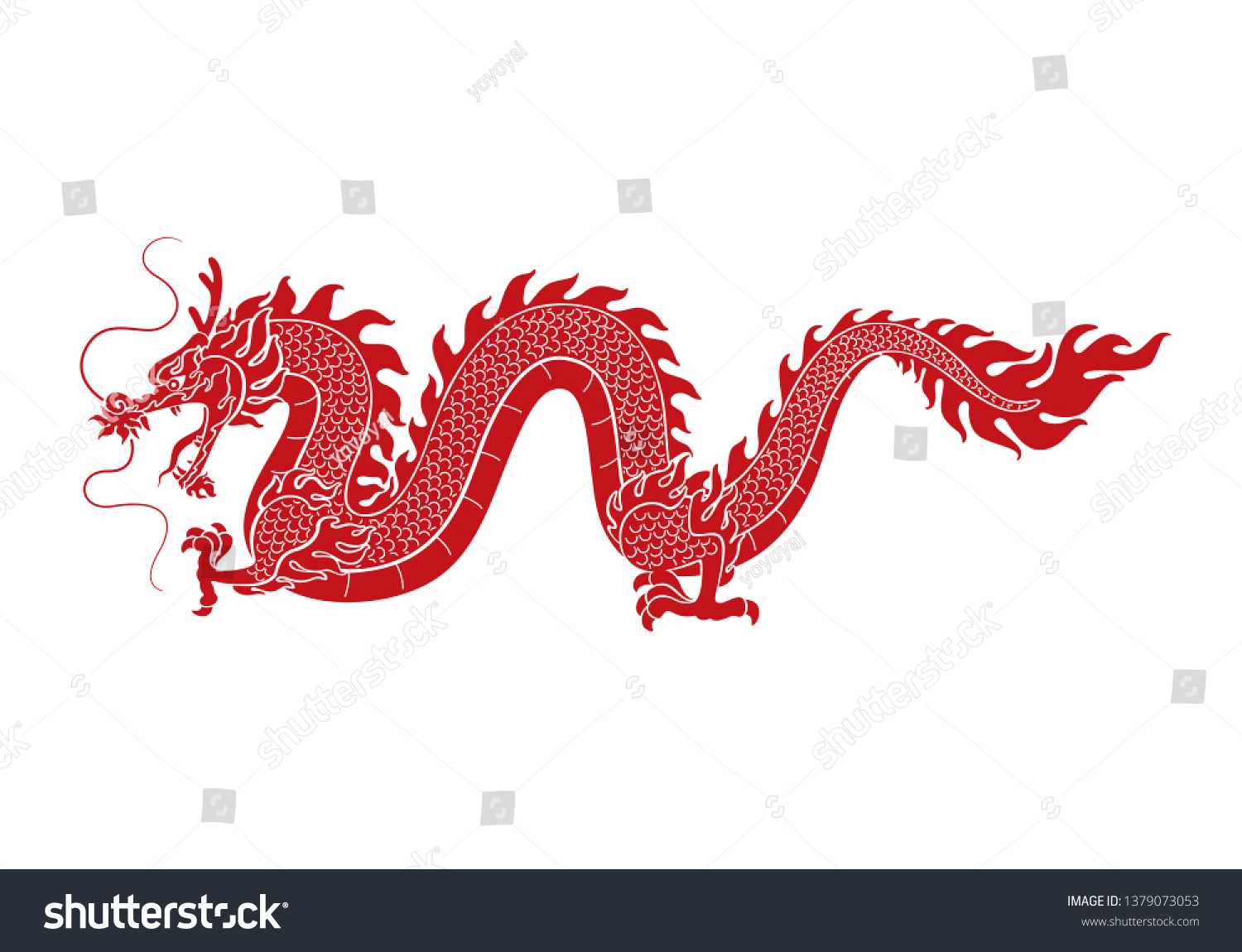 Dragón rojo, vector: vector de stock (libre de regalías) 1379073053 ...