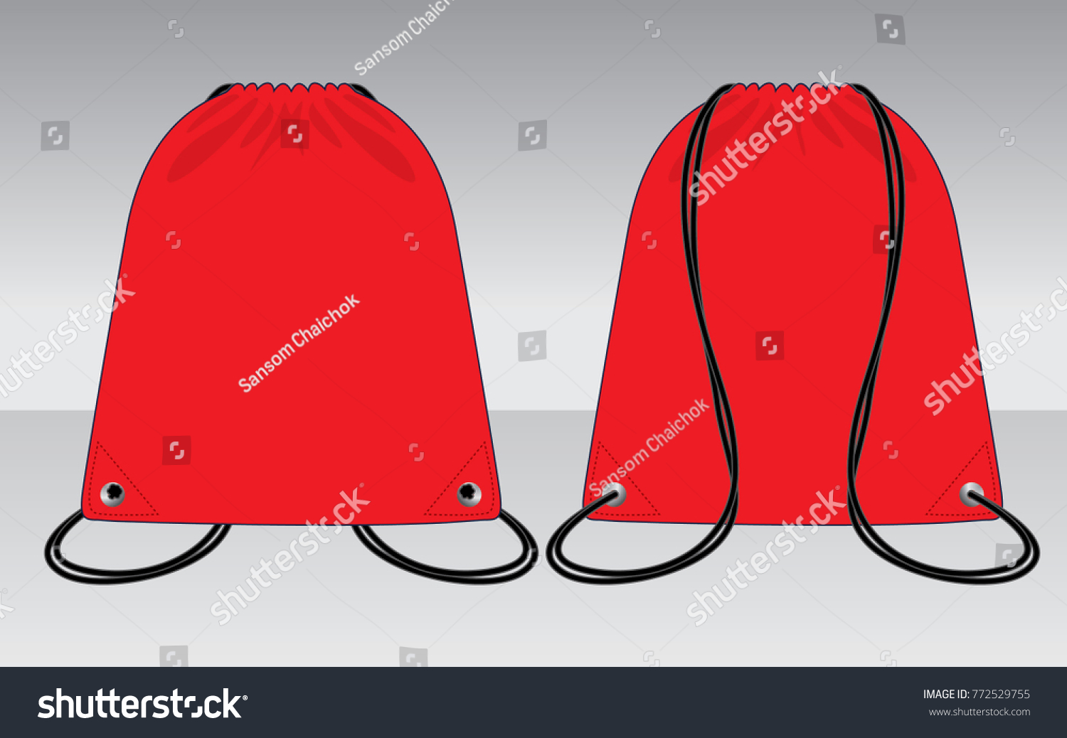 Red Drawstring Bag Design Vector Templatefront Stock Vector (Royalty ...