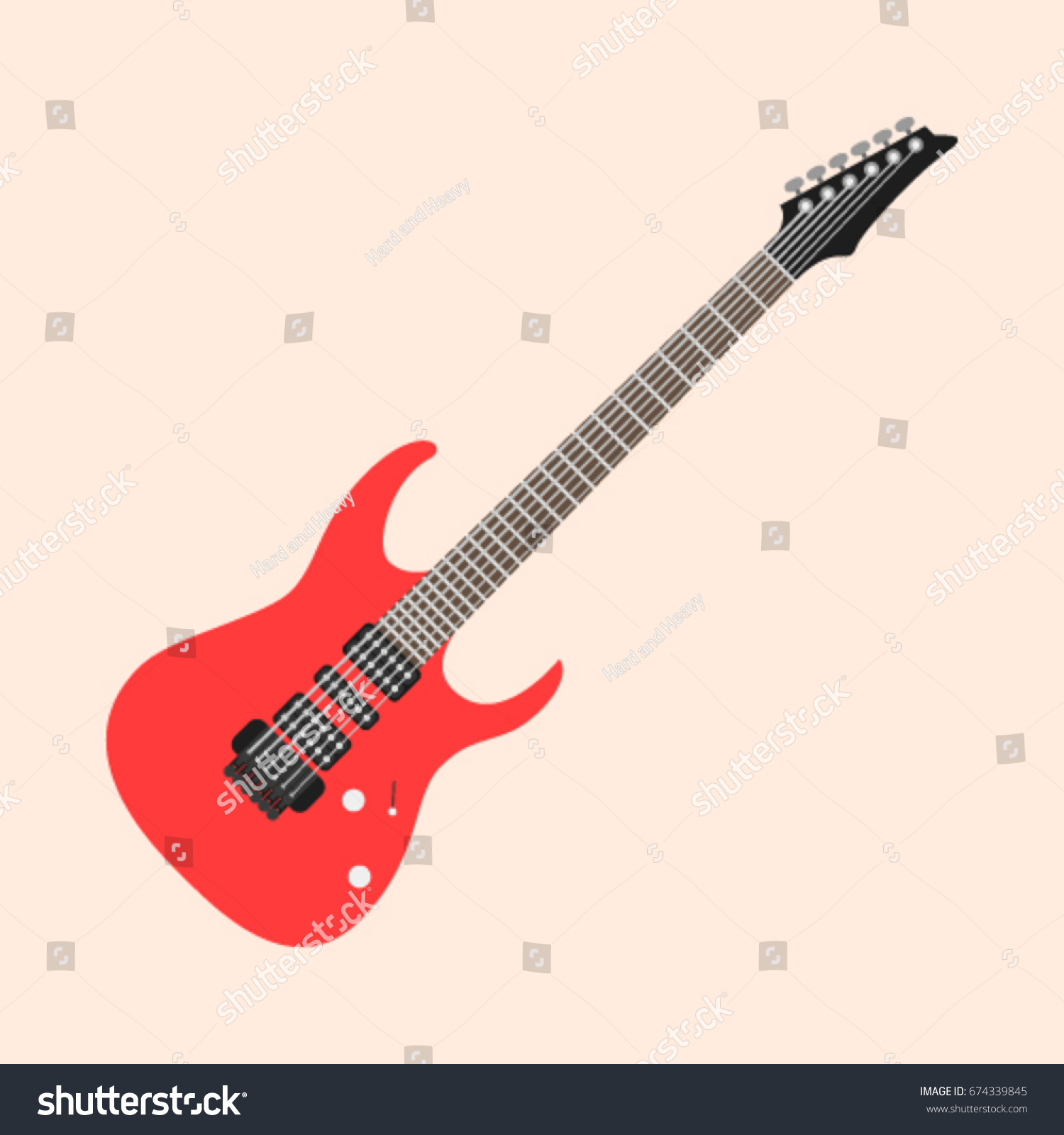 Red Electric Guitar Flat Vector Illustration: เวกเตอร์สต็อก (ปลอดค่า ...