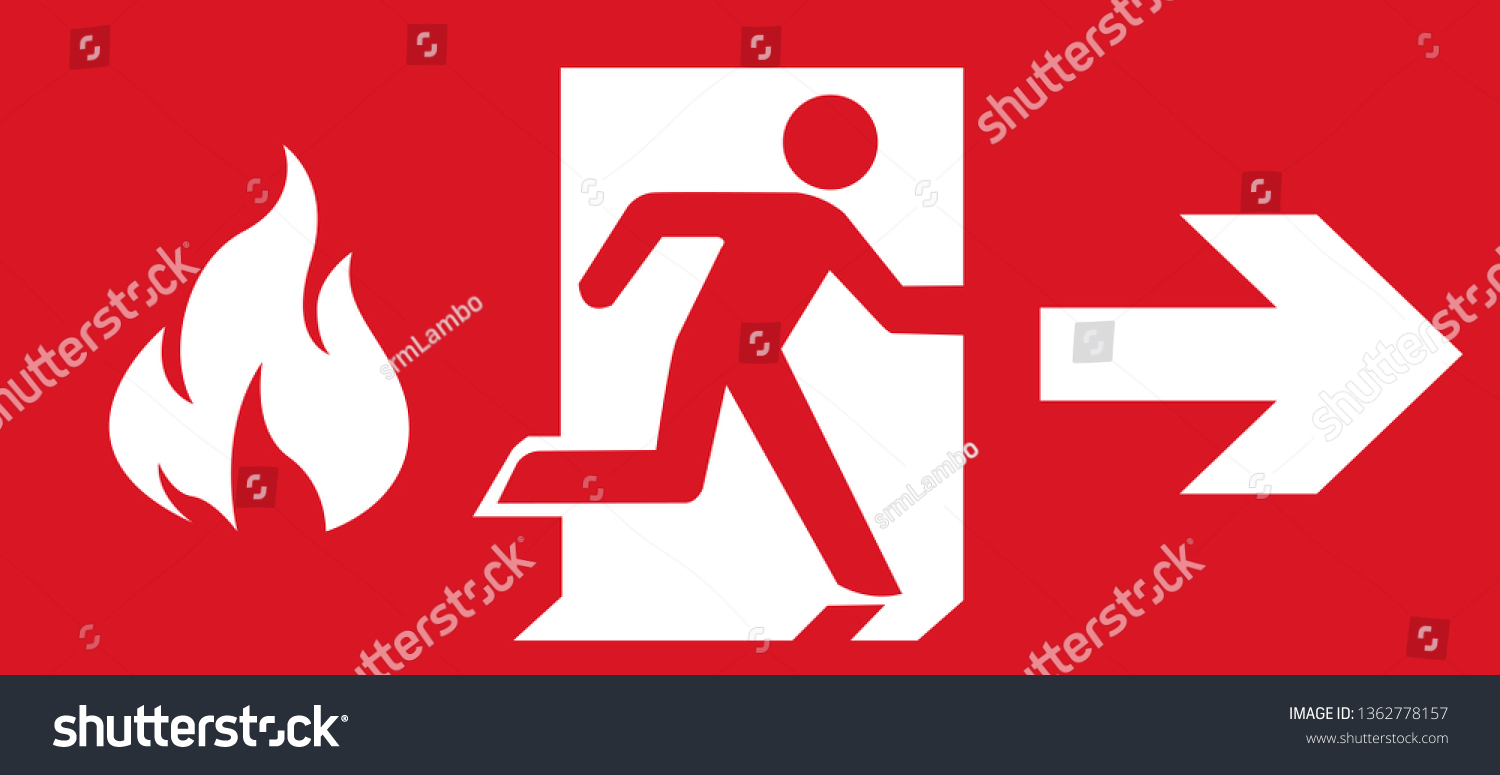 Red Emergency Fire Exit Sign Stock Vector (Royalty Free) 1362778157